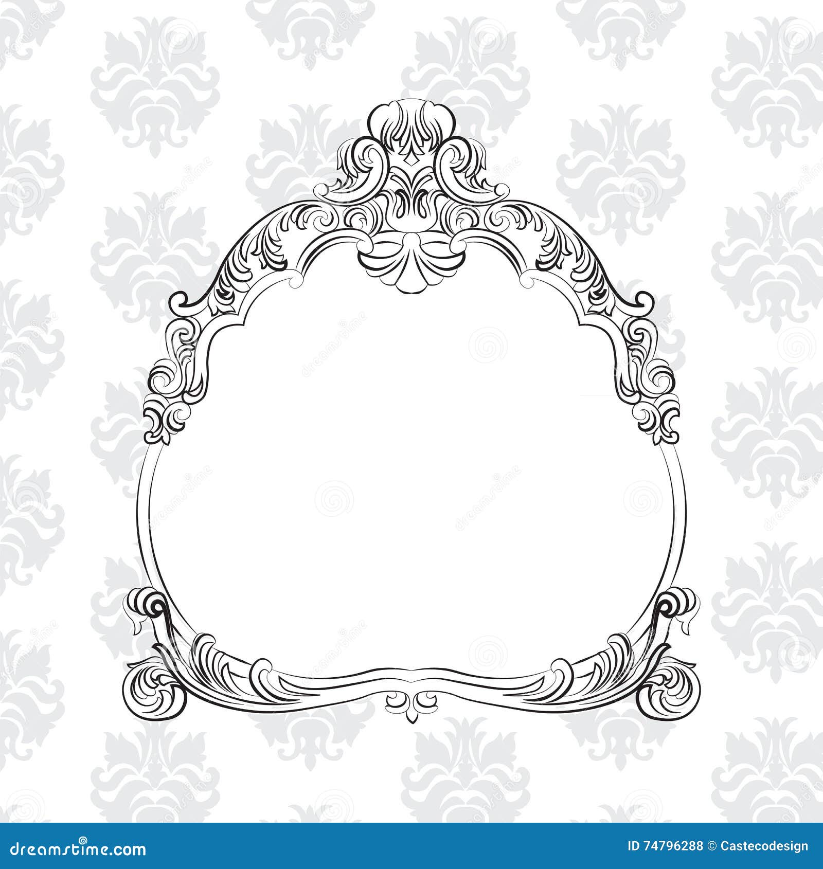Vintage Baroque Royal Vector Frame on Classic Pattern Stock ...