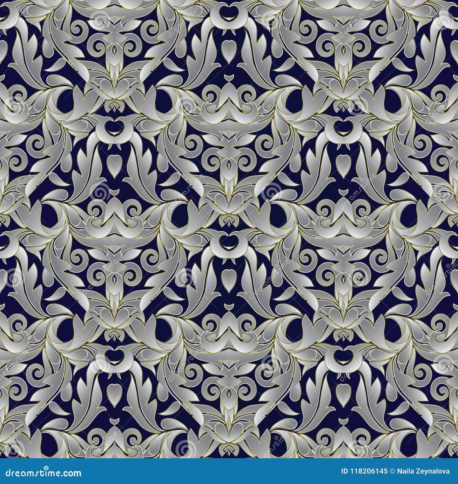 Vintage Baroque Seamless Pattern. Stock Vector - Illustration of ...