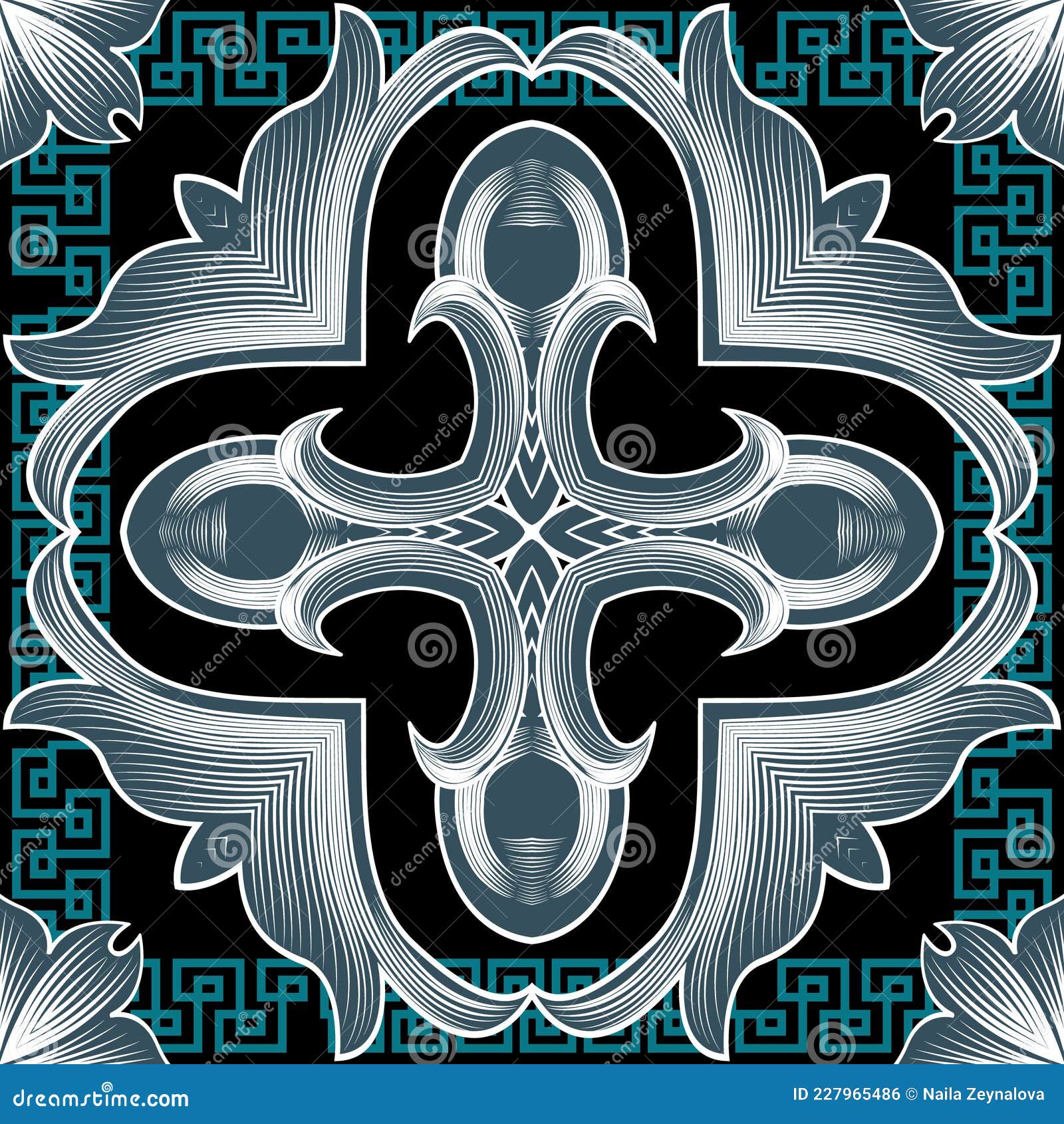 Meander Square Shaped Frame, Border With Seamless Greek Key Pattern ...