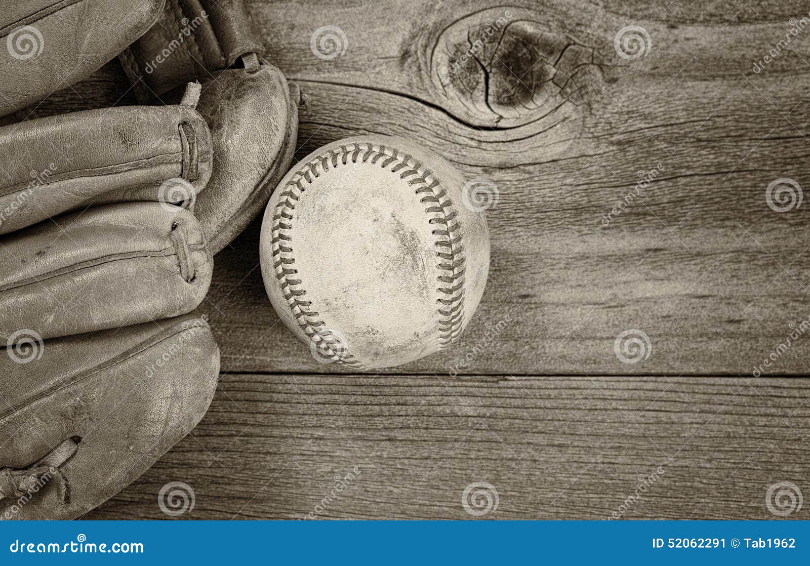 Vintage Baseball Equipment on Rustic Wood Stock Image - Image of glove ...