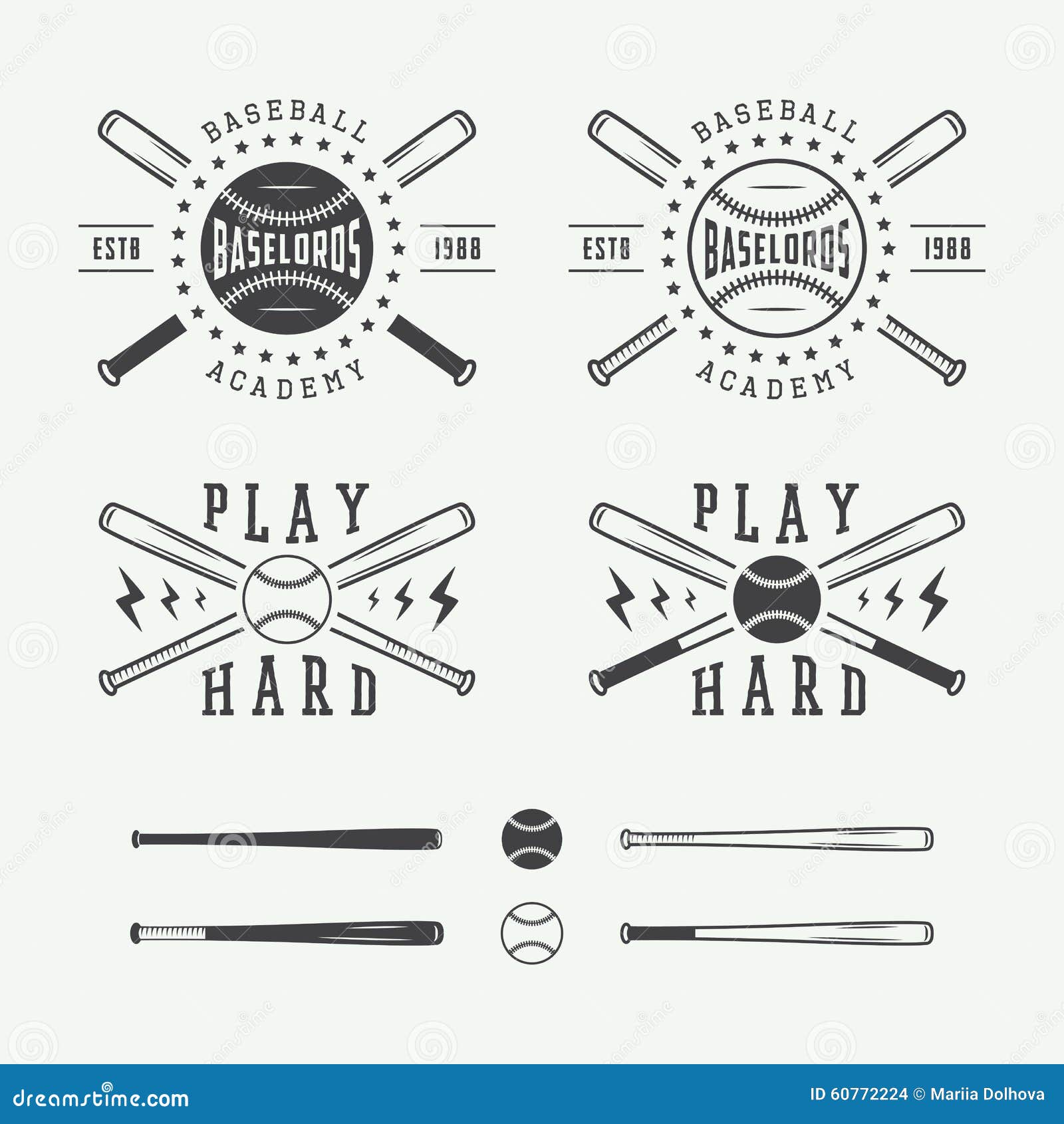 Vintage Baseball Logos, Emblems, Badges and Design Elements. Stock ...