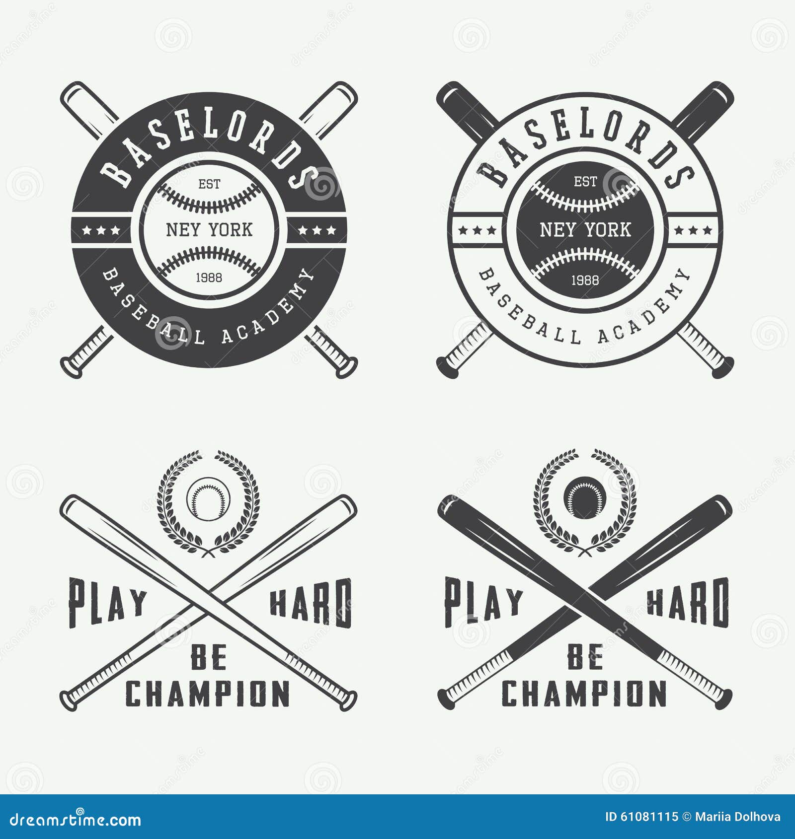 Vintage Baseball Logos, Emblems, Badges and Design Elements. Stock ...