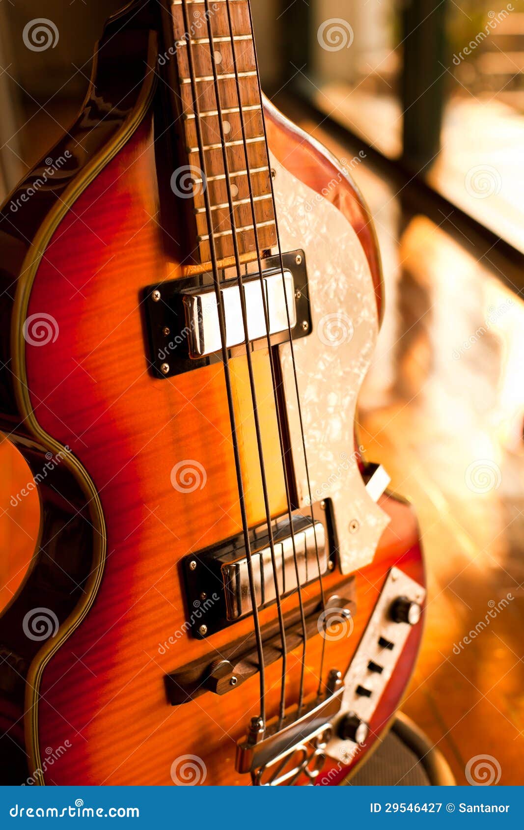 Vintage bass guitar stock image. Image of vintage, four - 29546427
