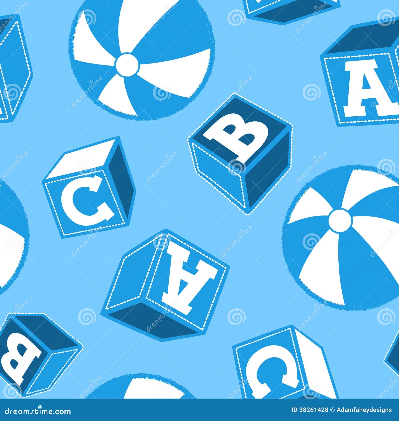 Vintage Beach Ball and Abc Blocks Stock Vector - Illustration of blue ...
