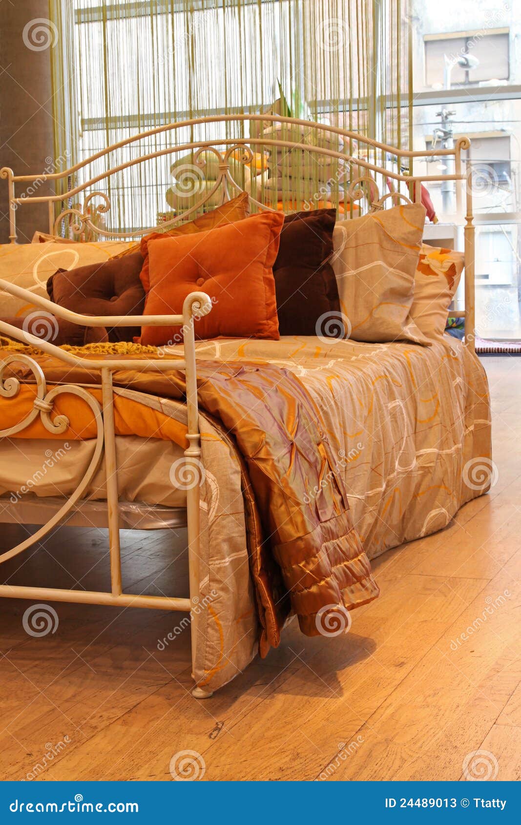 Vintage bed stock image. Image of indoor, sheets, orange - 24489013