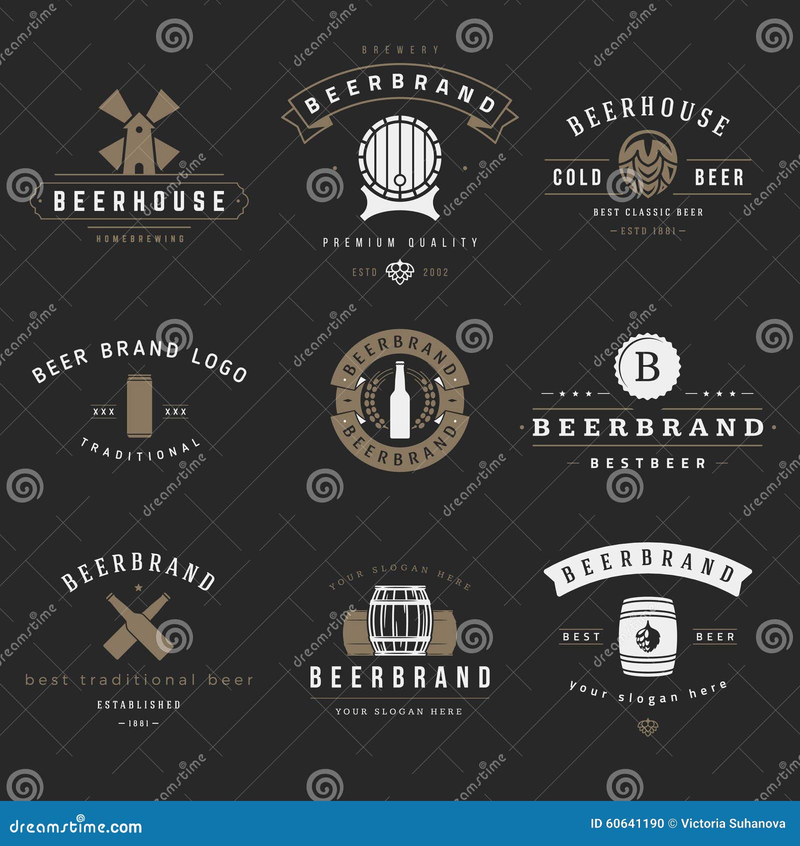 Vintage Beer Brewery Logos, Emblems, Labels Stock Vector - Illustration ...