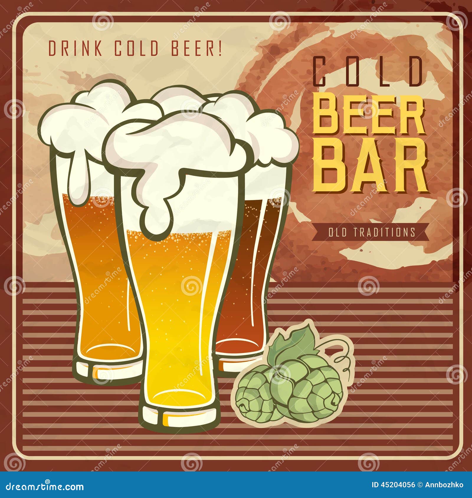 Vintage beer poster stock vector. Illustration of hops - 45204056