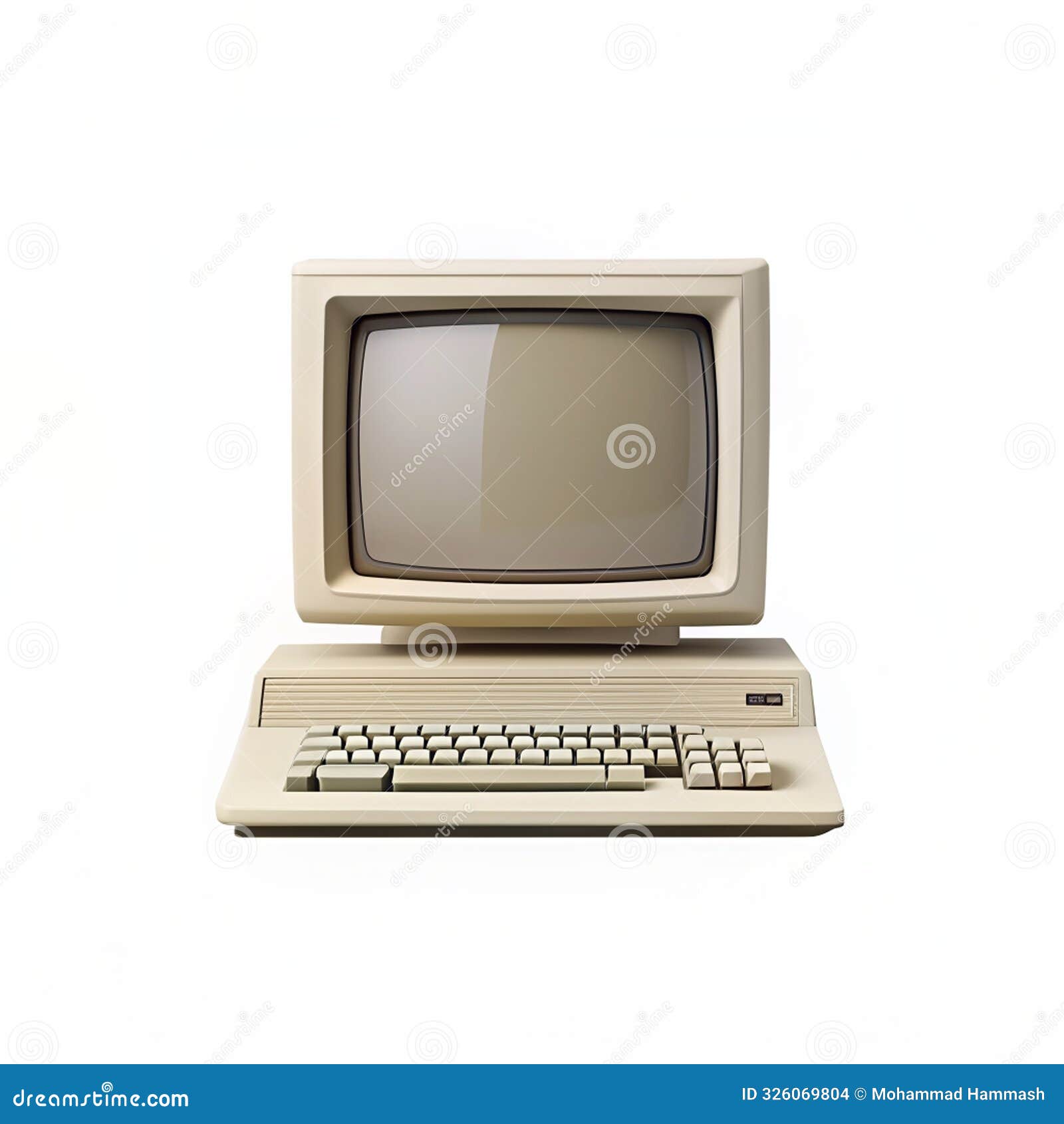 A Vintage Beige Desktop Computer with a Blank Screen, Keyboard, and a ...