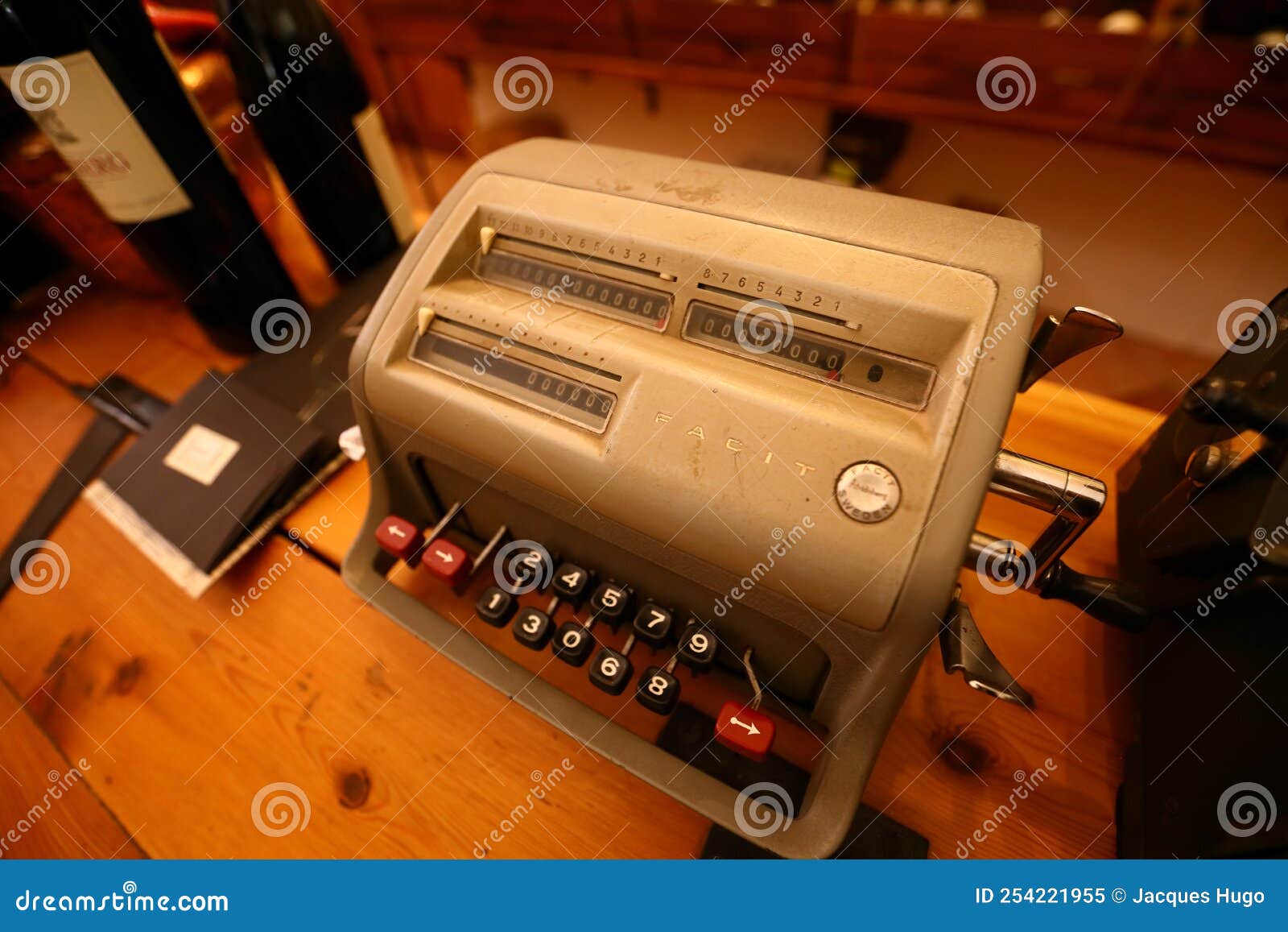 A Vintage Beige Mechanical Calculator in Soft Light. Stock Image ...