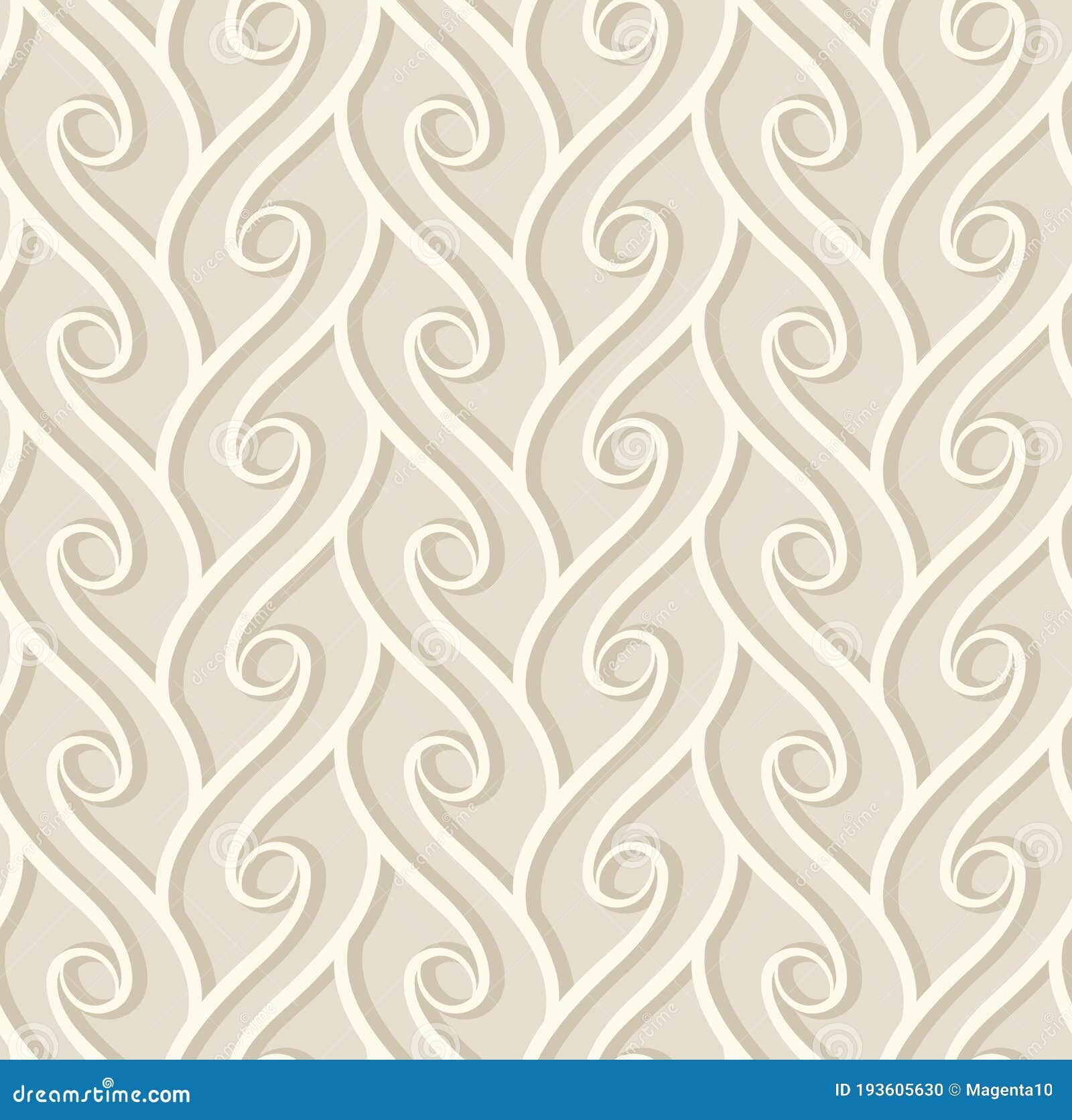 Vintage Beige Pattern with Curly Lines Stock Vector - Illustration of ...