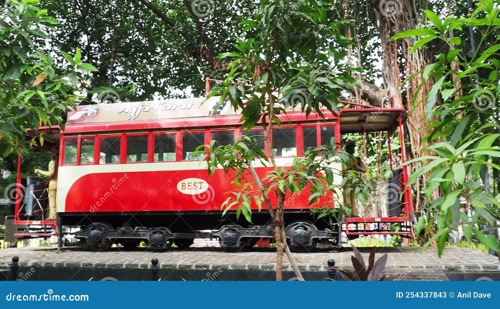 Vintage Best Restored Tram Bogie Display For Tourist Bhatia Baug Nagar Chowk Stock Video Video
