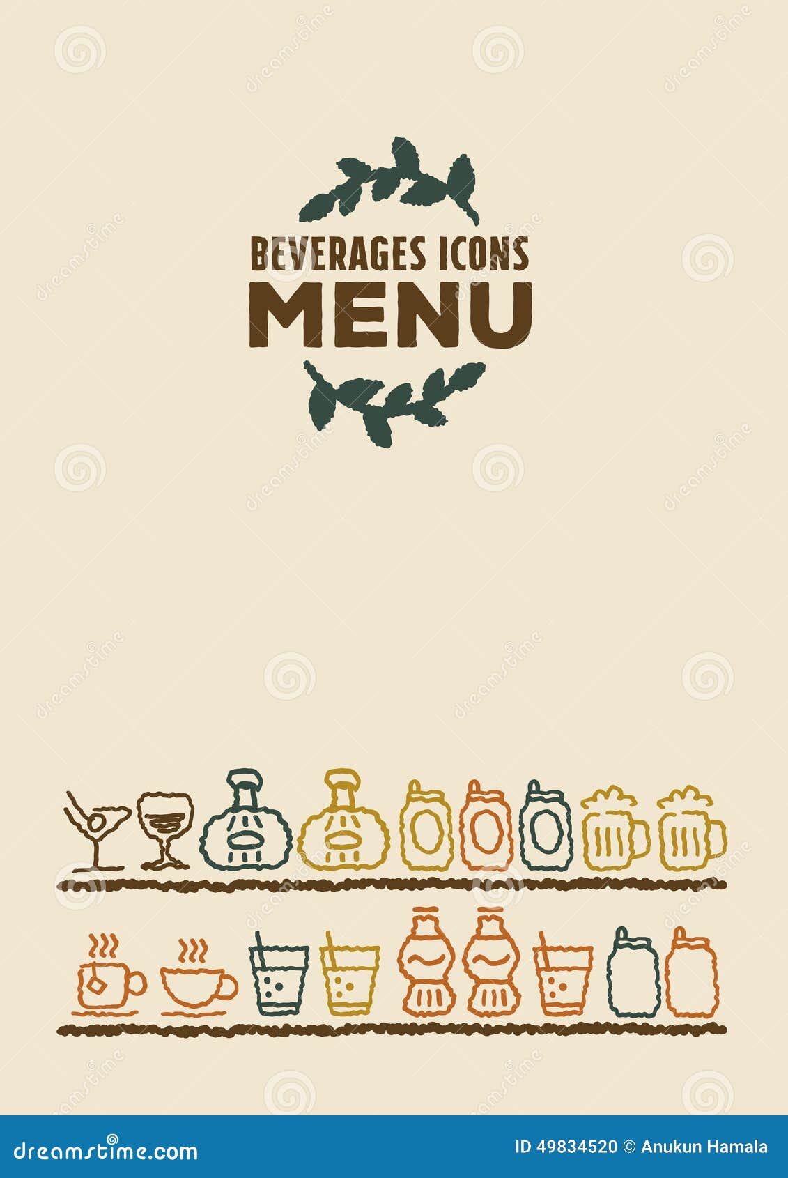 Vintage Beverages Icons Menu Stock Vector - Illustration of relax, soft ...