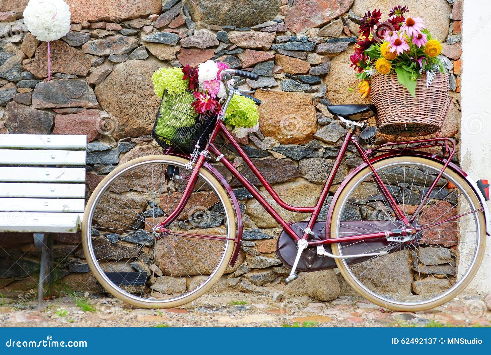 Vintage Bicycle Decorated with Flowers Stock Image - Image of details ...