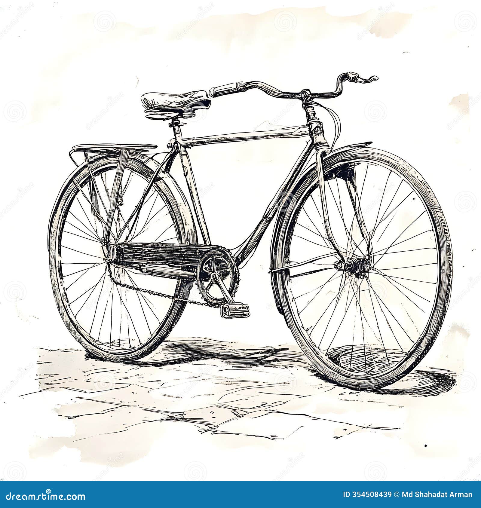 Vintage bicycle drawing stock illustration. Illustration of sketch ...