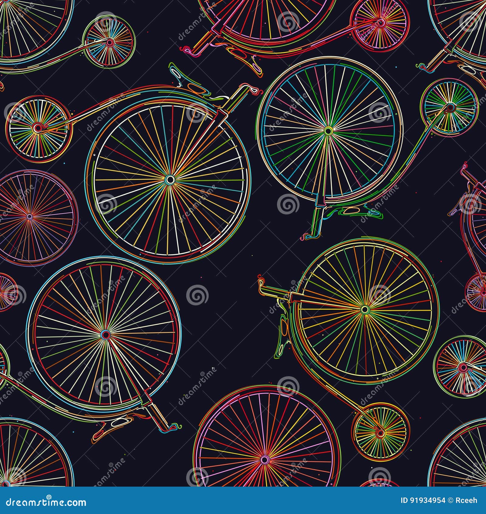 Vintage Bicycle Seamless Pattern Stock Vector - Illustration of ...