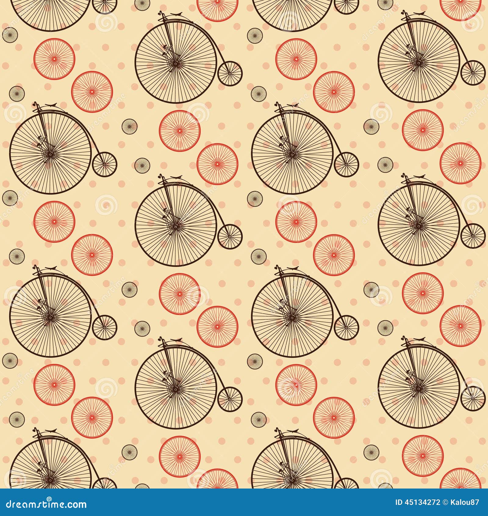 Vintage Bicycle Seamless Pattern Stock Vector - Illustration of ...