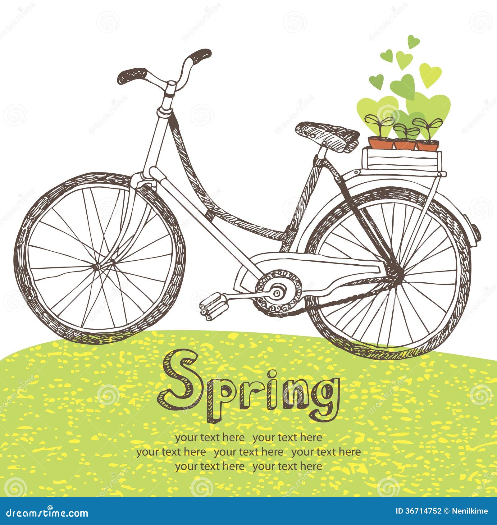 Vintage Bicycle with Spring Seedlings Stock Vector - Illustration of ...