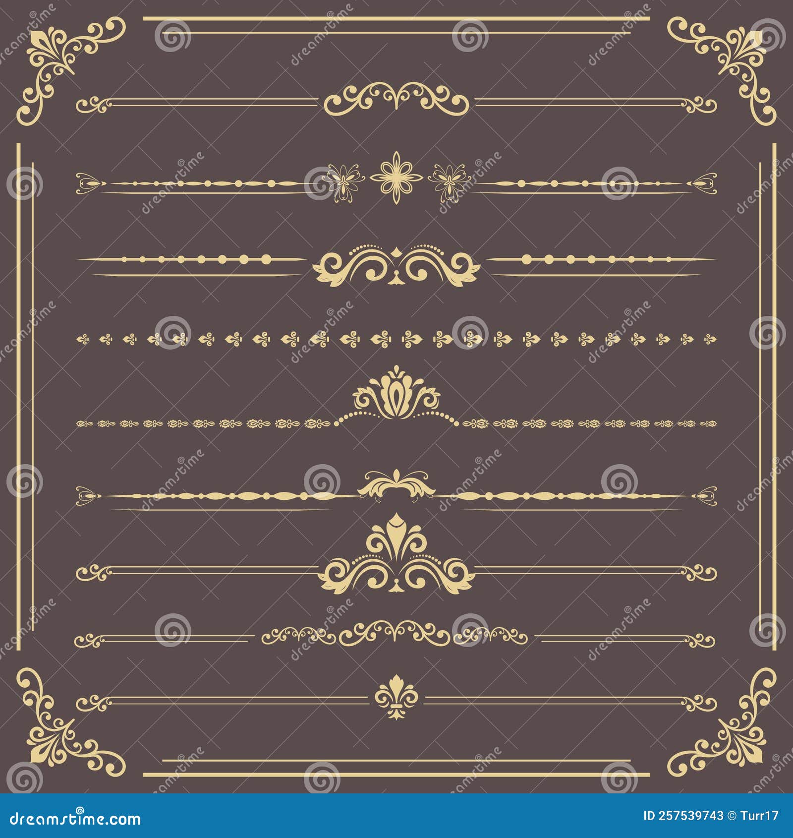 Vintage Big Set of Horizonyal Vector Patterns. Collection of Graphics ...