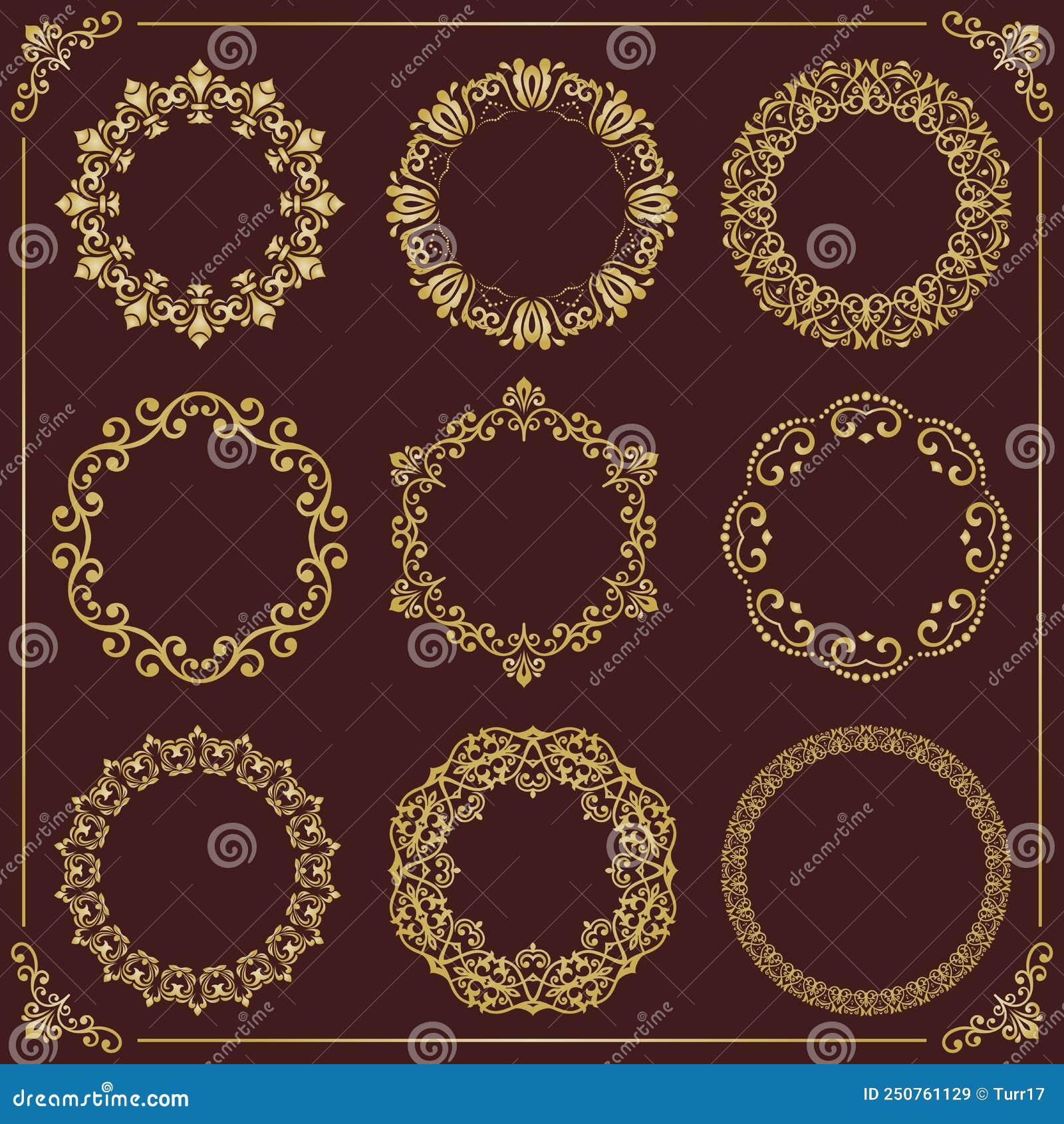 Vintage Big Set of Round Vector Patterns. Collection of Graphics Stock ...