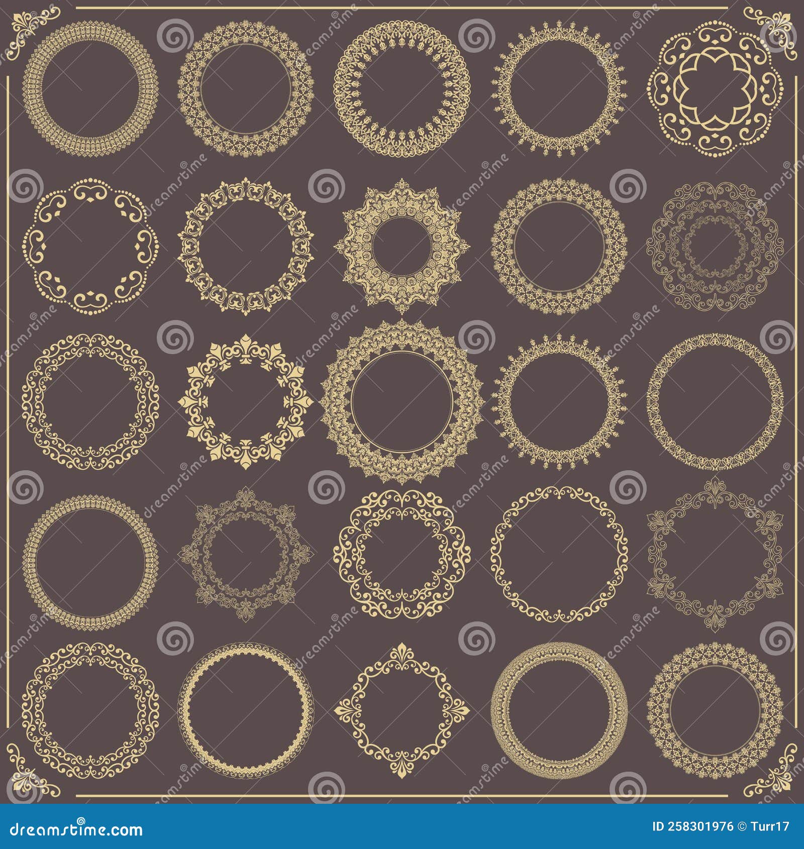 Vintage Big Set of Round Vector Patterns. Collection of Graphics Stock ...