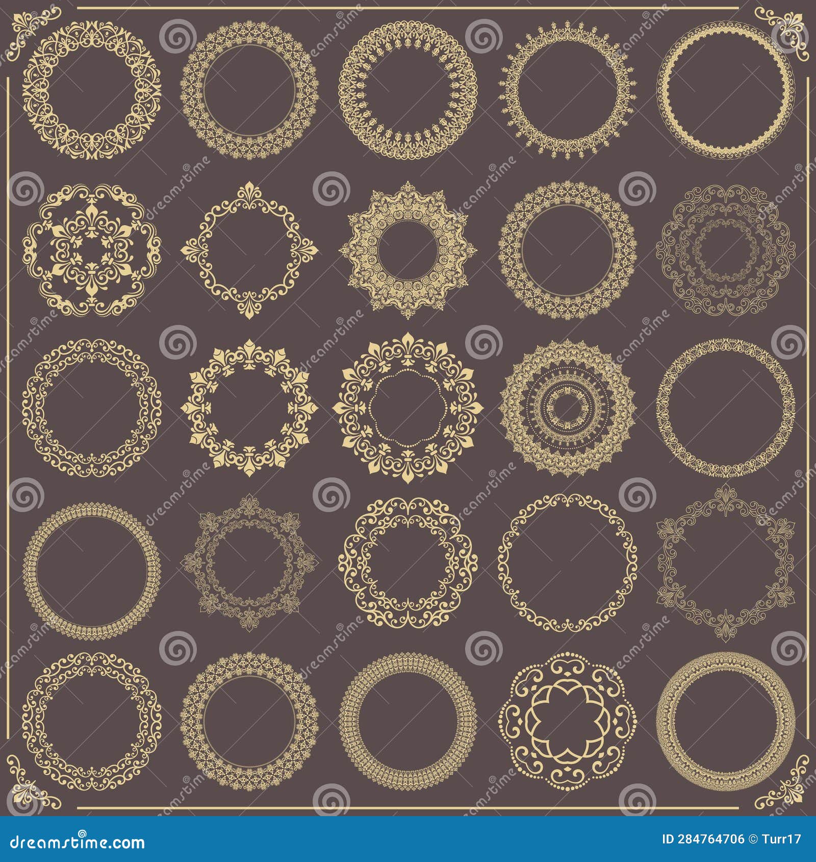 Vintage Big Set of Round Vector Patterns. Collection of Graphics Stock ...