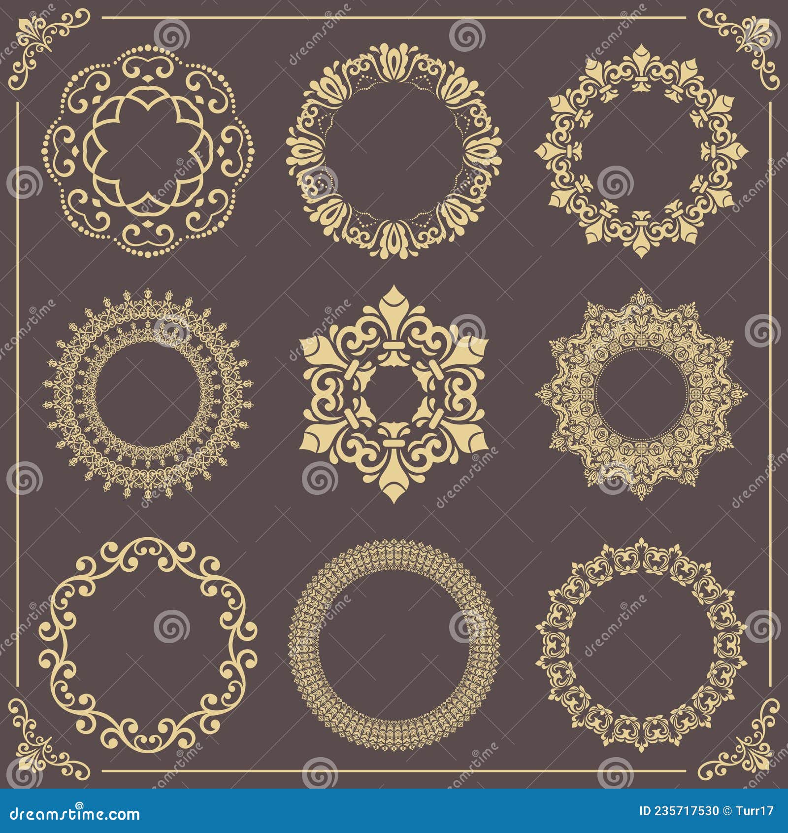 Vintage Big Set of Round Vector Patterns Stock Vector - Illustration of ...