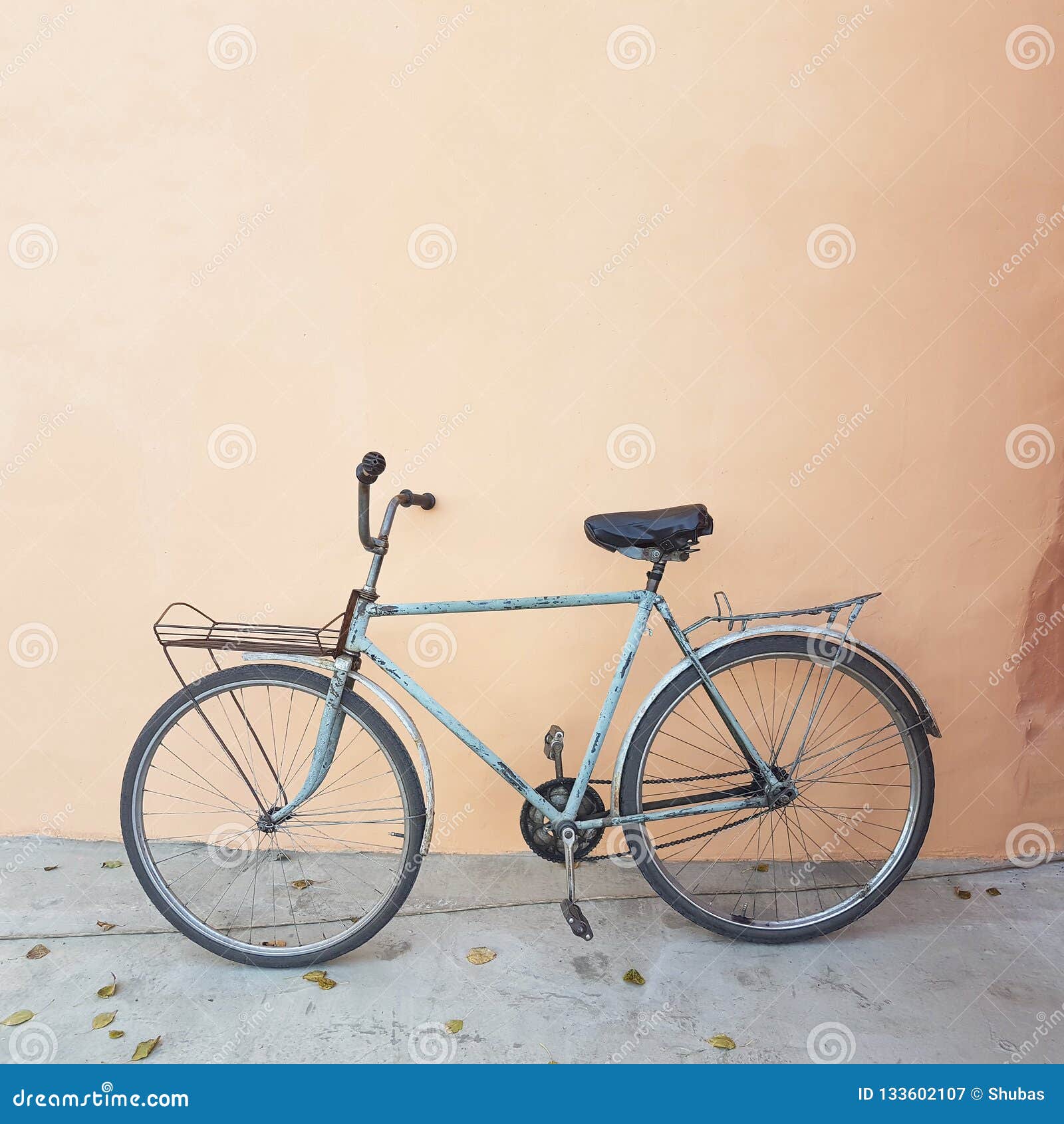 Vintage Bike on Wall Texture Background Stock Image - Image of antique ...