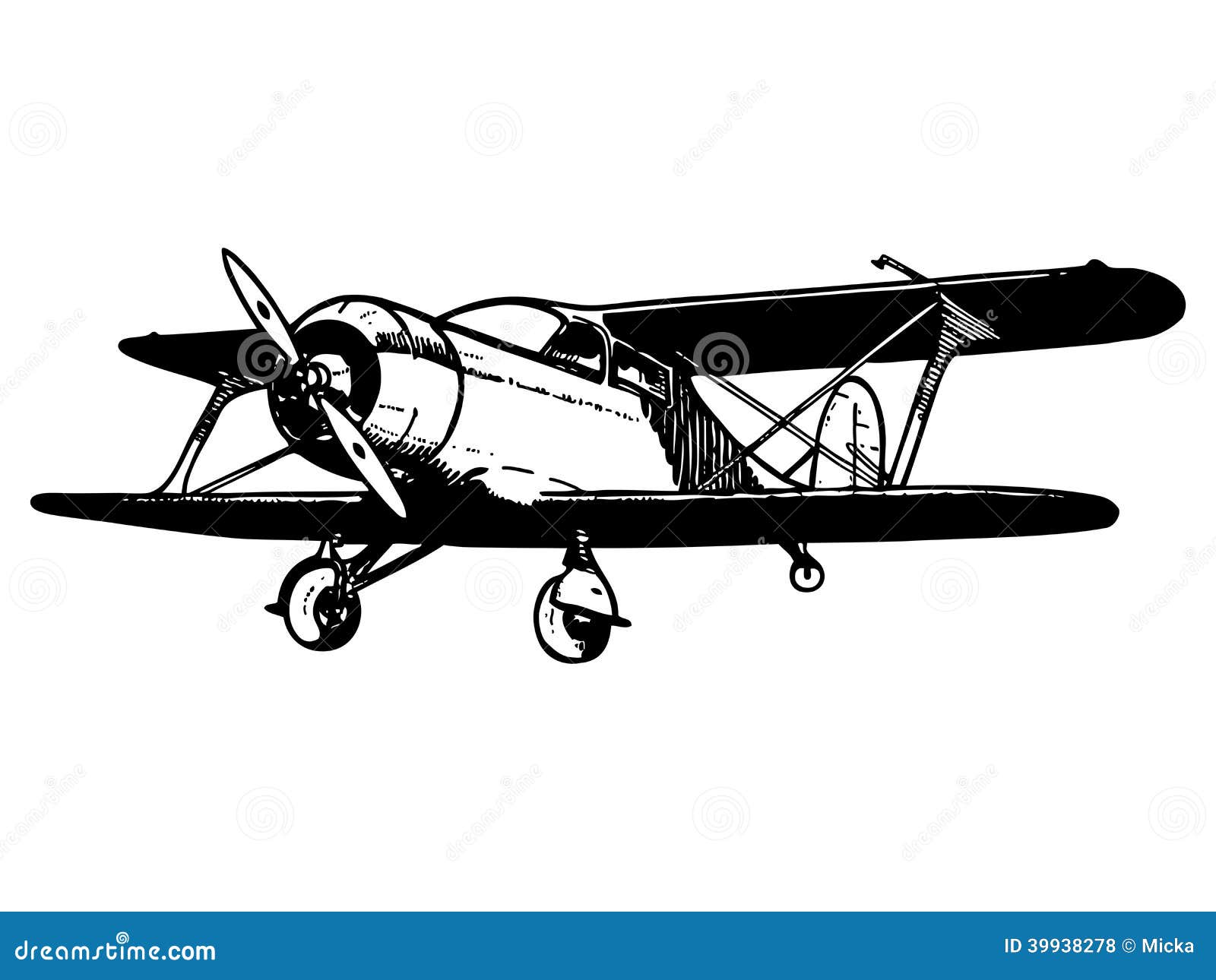 Vintage biplane aircraft stock vector. Illustration of graphic - 39938278