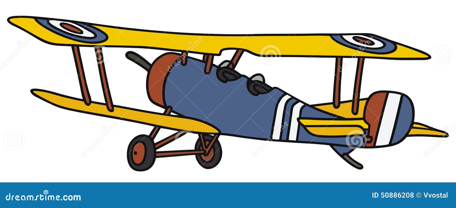 Vintage biplane stock vector. Illustration of aircraft - 50886208