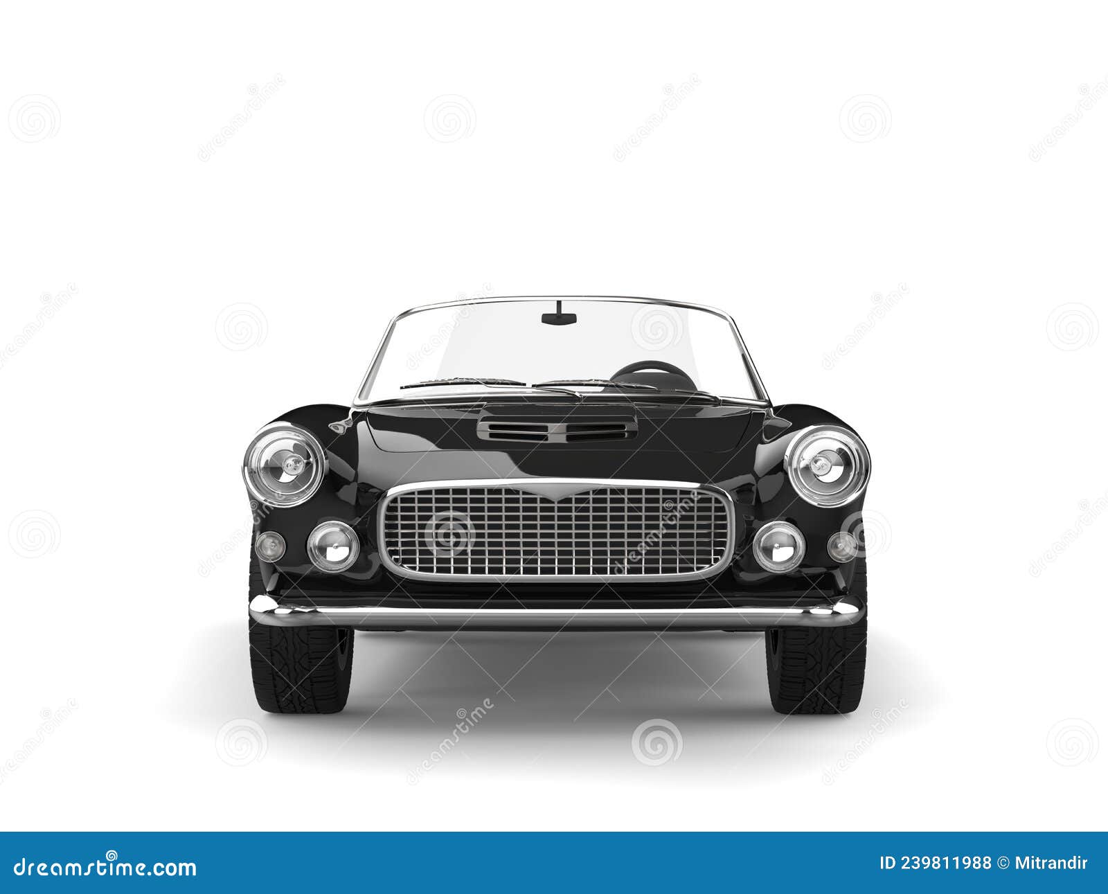 Vintage Black Convertible Cabriolet Car - Front View Stock Illustration ...