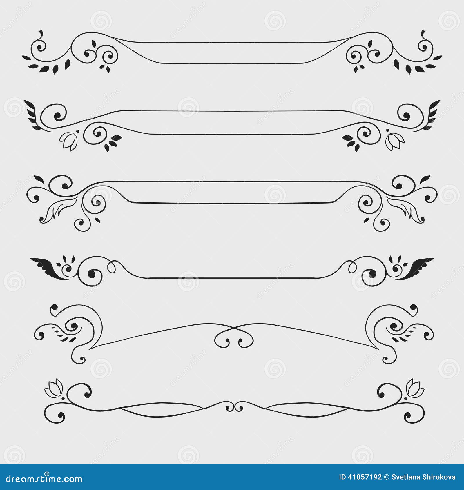 Vintage Black Curl Text Dividers on White Stock Illustration ...
