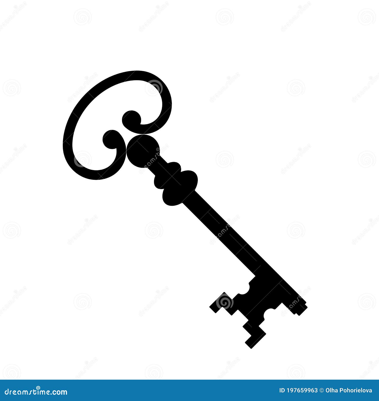 Vintage Black Key. Icon in Flat Style Isolated Stock Illustration ...