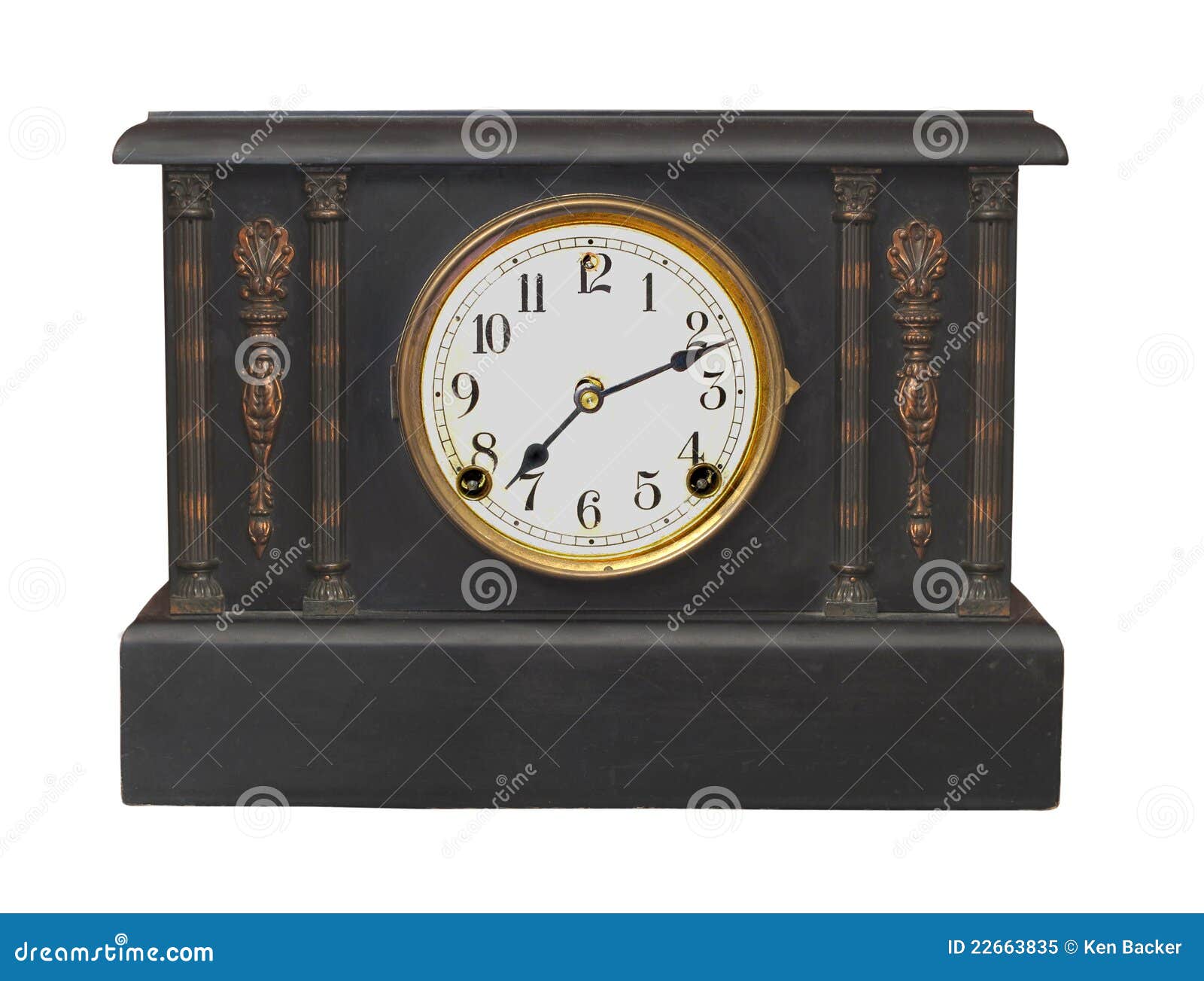 Vintage Black Mantle Clock Isolated Stock Image - Image of retro, clock ...