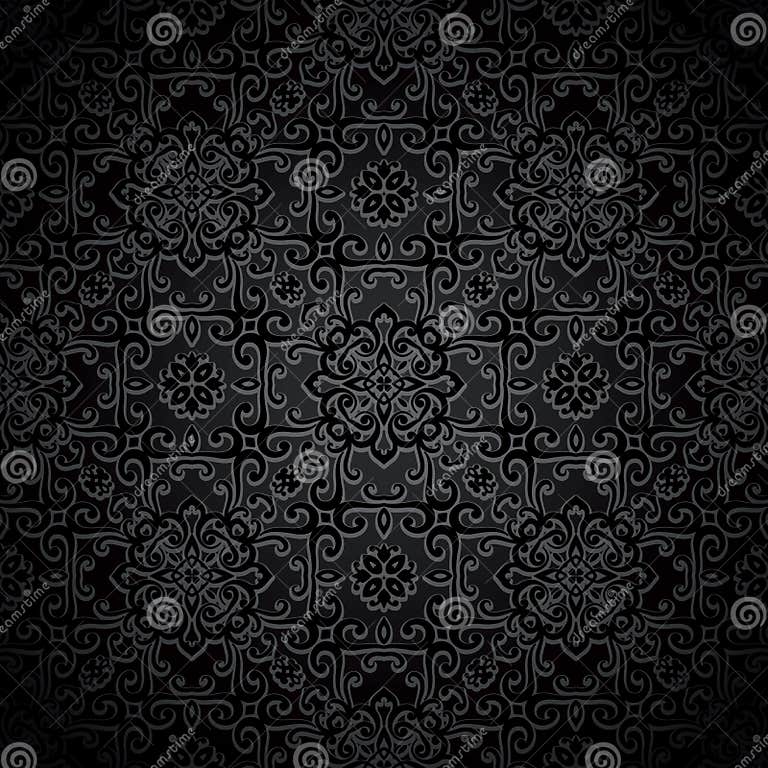 Vintage black pattern stock vector. Illustration of curls - 77476509