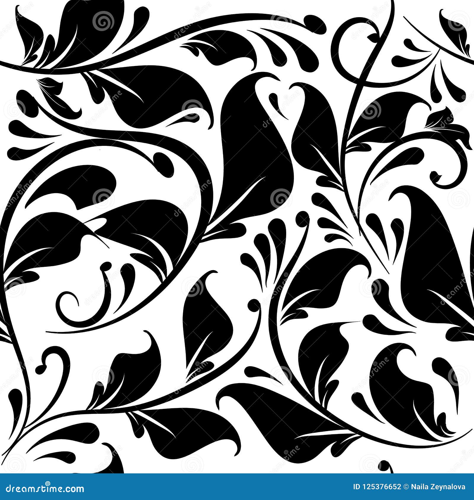 Vintage Black and White Floral Vector Seamless Pattern. Beautifu Stock ... Vintage Black and White Floral Vector Seamless Pattern. Beautifu Stock ...