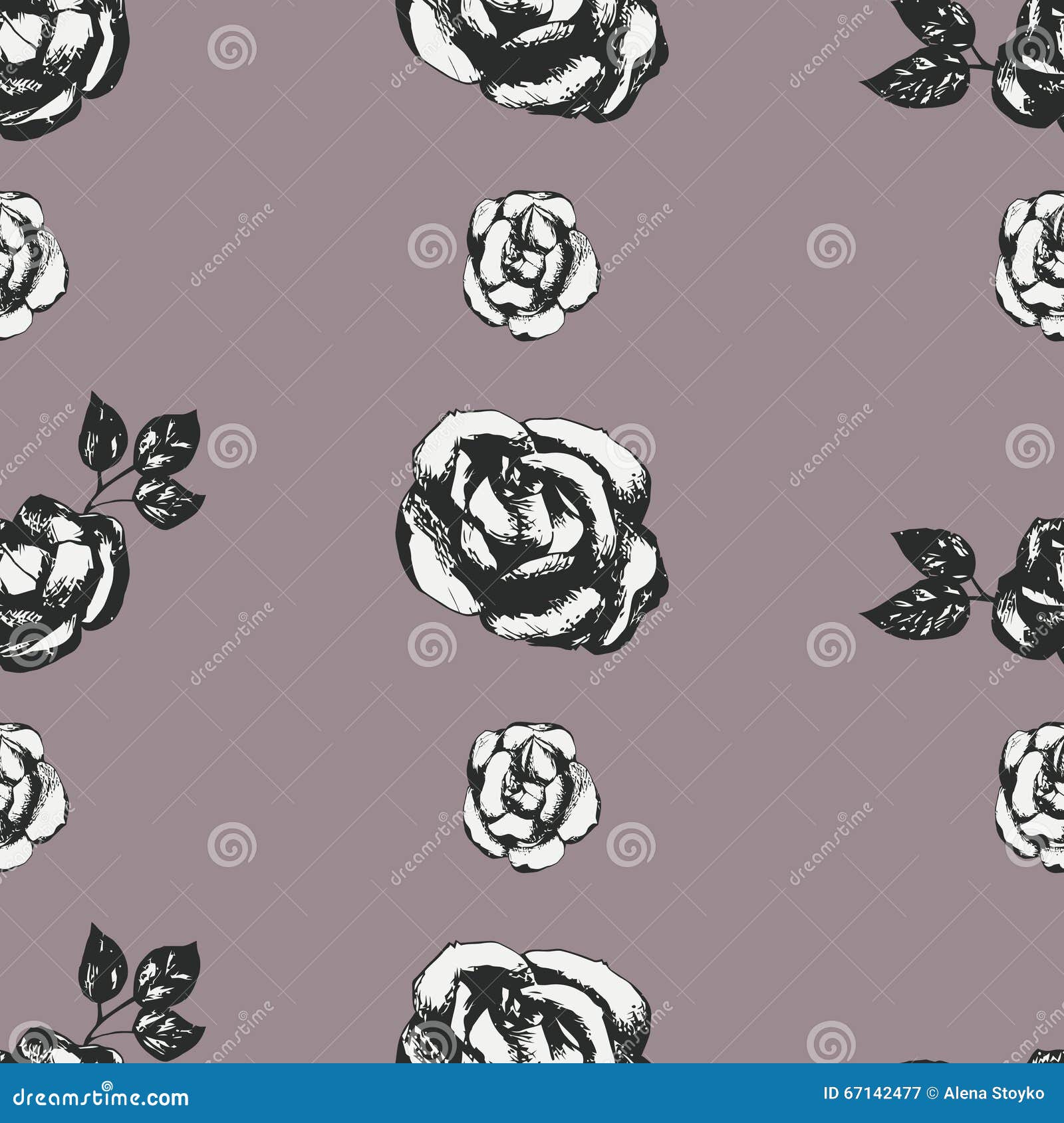 Vintage Black and White Rose Pattern Stock Vector - Illustration of ...