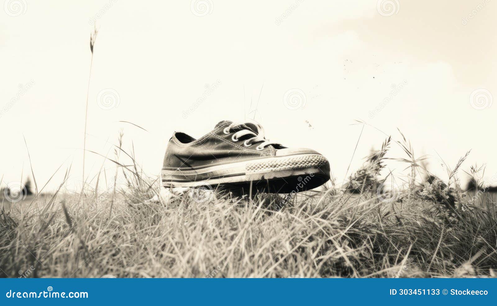 Vintage Black and White Shoe Print with Cross-processing Effect Stock ...