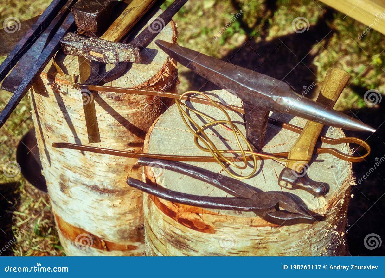 Vintage Blacksmith Tools. Hand-made Antique Tool For Blacksmithing ...