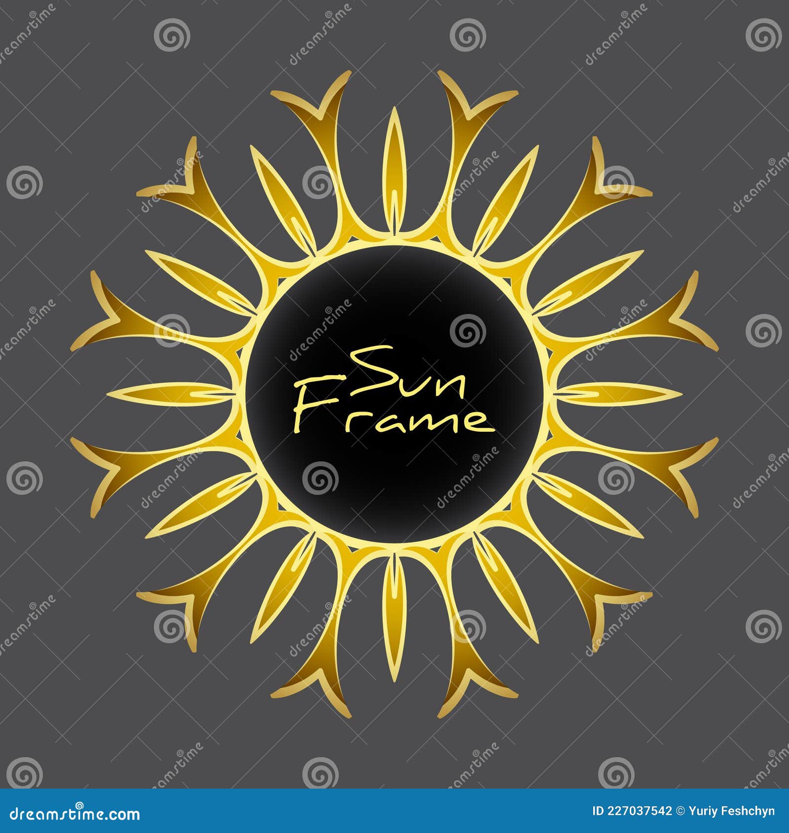 Vintage Blank Golden Frame, Stylized Sun Rays. Beautiful Artwork Vector ...