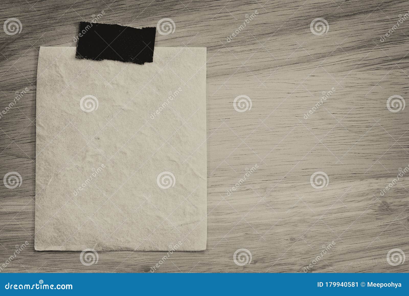 Vintage of Blank Note Paper on Wooden Background. Stock Image - Image ...