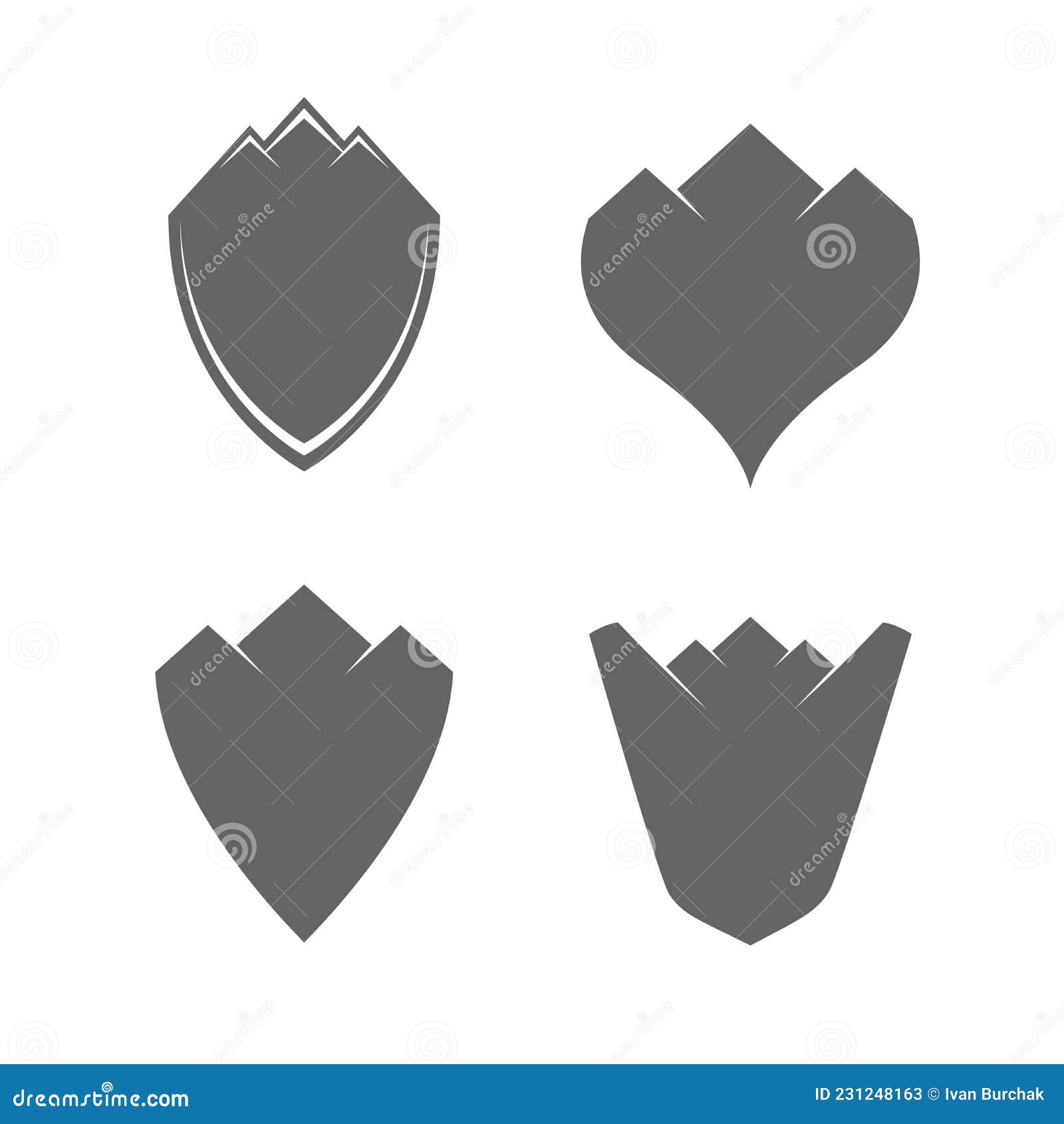 Vintage Blank Shields with Mountains. Vector Design Elements Set for ...