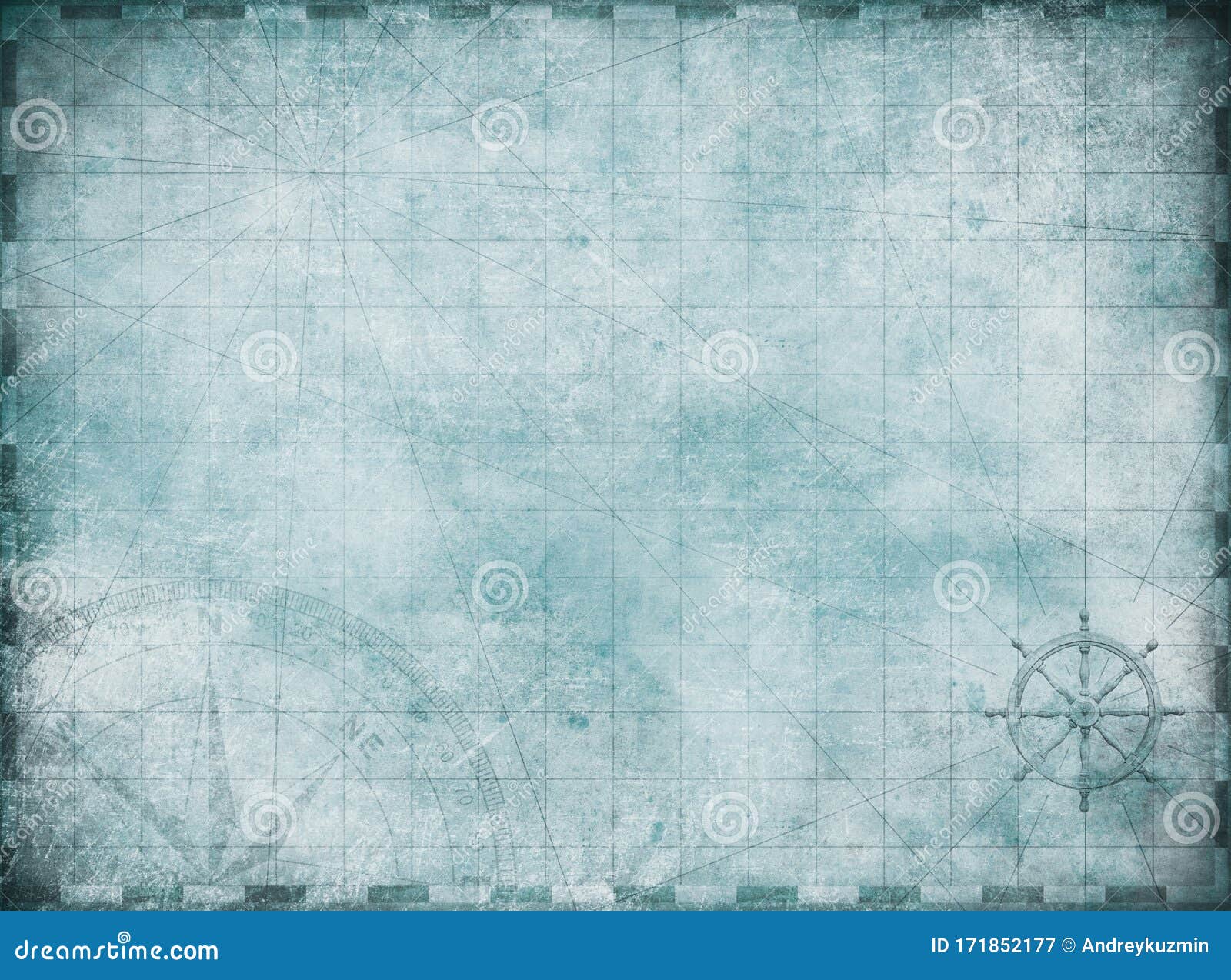Old Blue Blank Treasure Map Background Stock Illustration ...