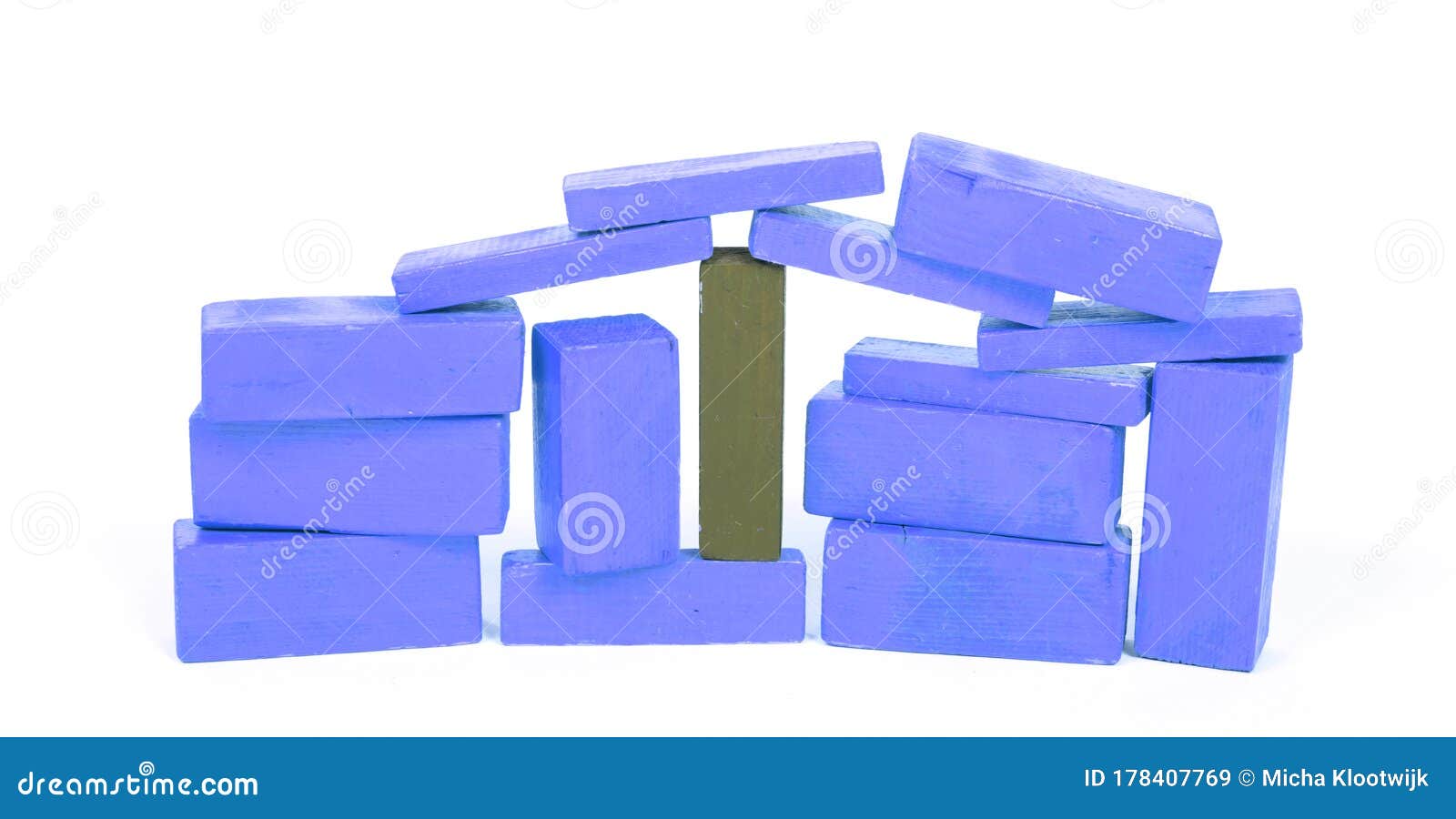 Vintage Blue Building Blocks Isolated on White, One Standing Out Stock ...