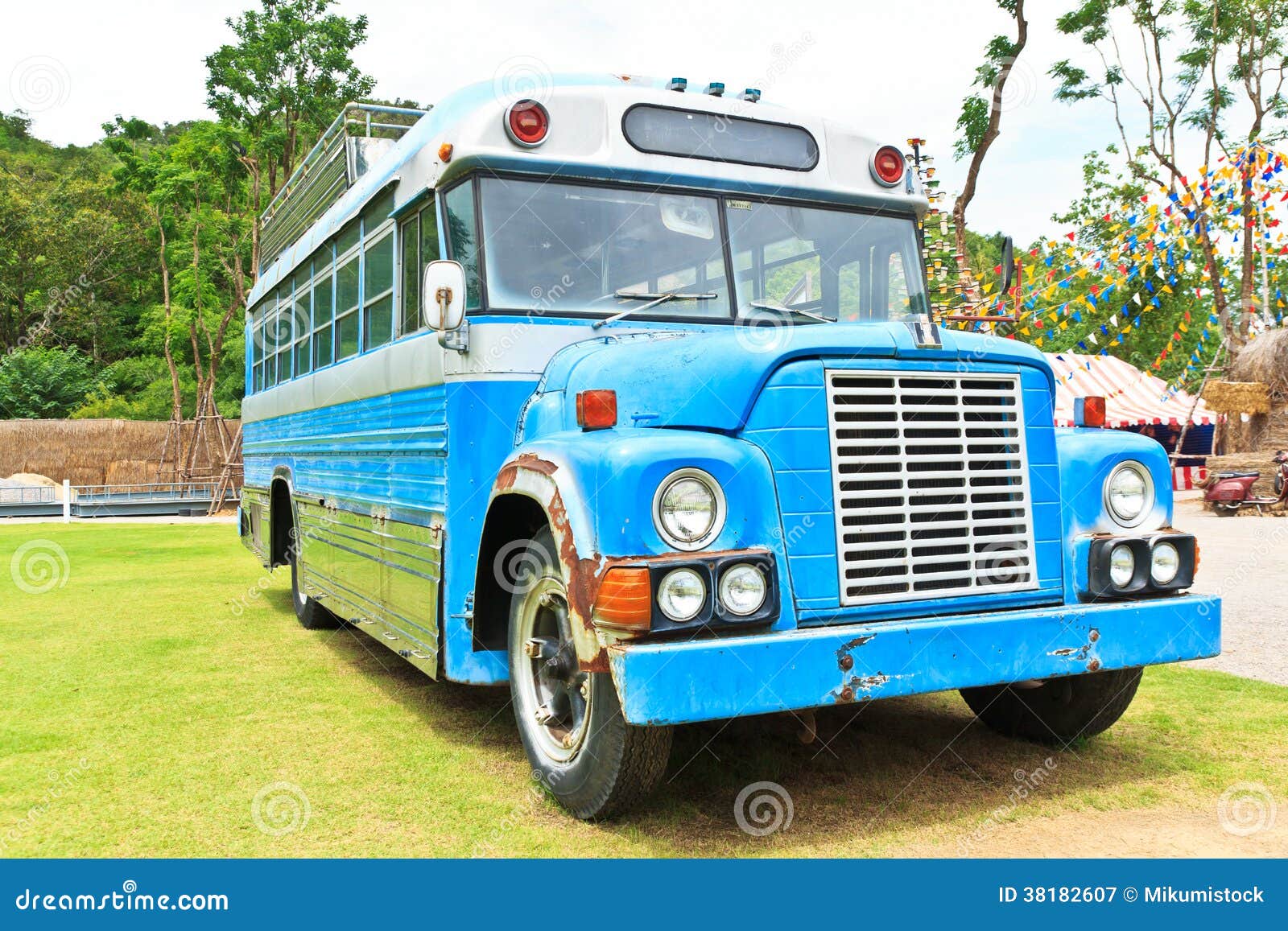 Vintage blue bus stock image. Image of outdoor, drive - 38182607