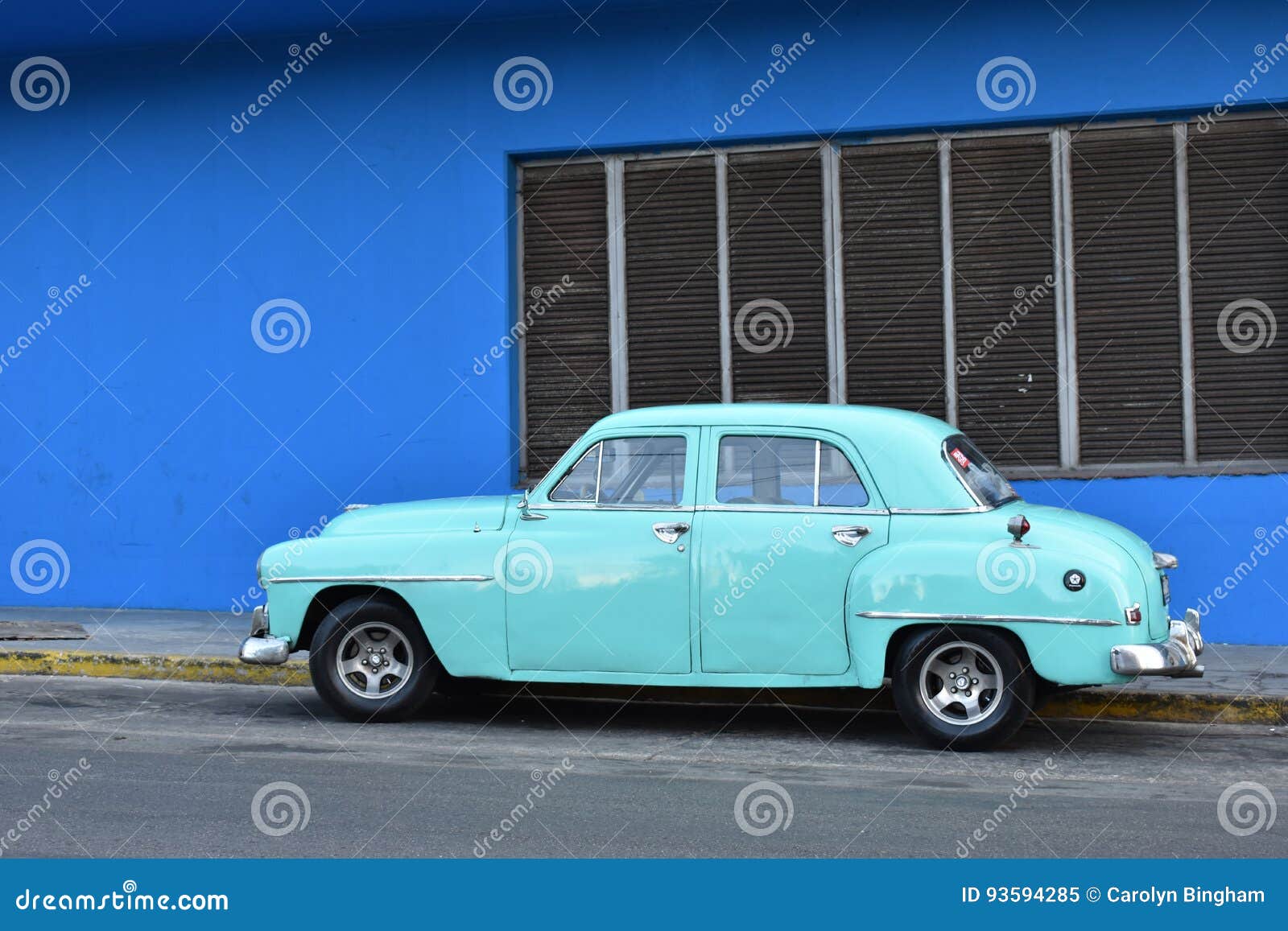 Vintage Blue Car editorial image. Image of classic, wall - 93594285