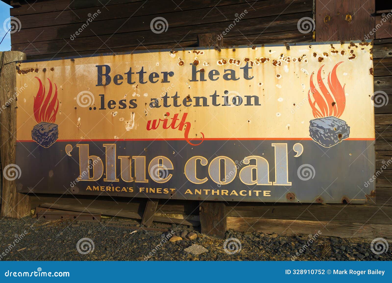 Rusted Antique Sign - Better Heat with Blue Coal Editorial Photography ...
