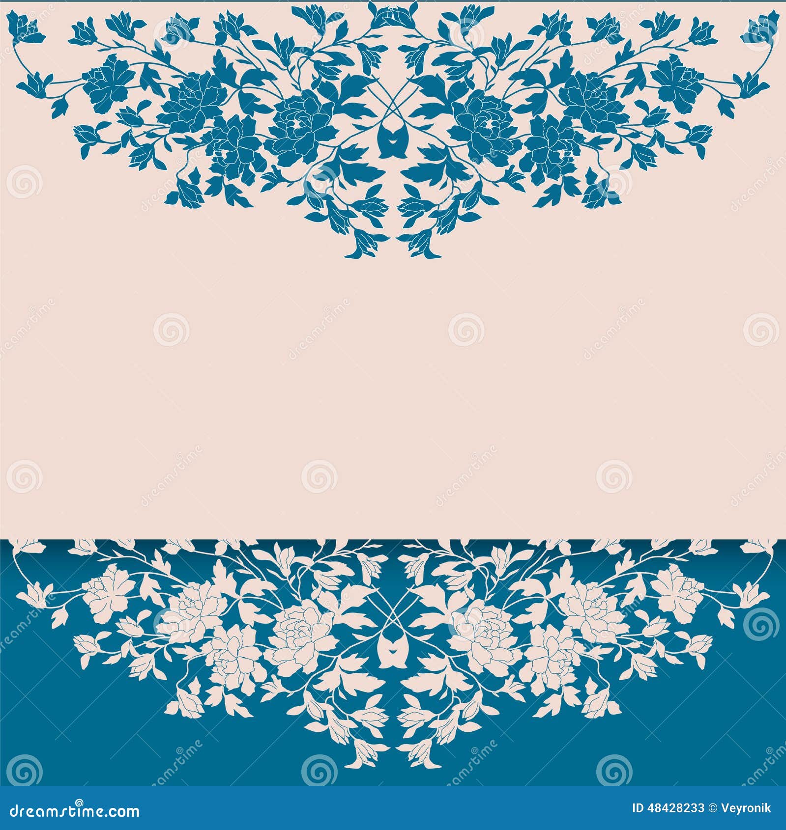 Vintage Blue and Cream Floral Background Stock Vector - Illustration of ...