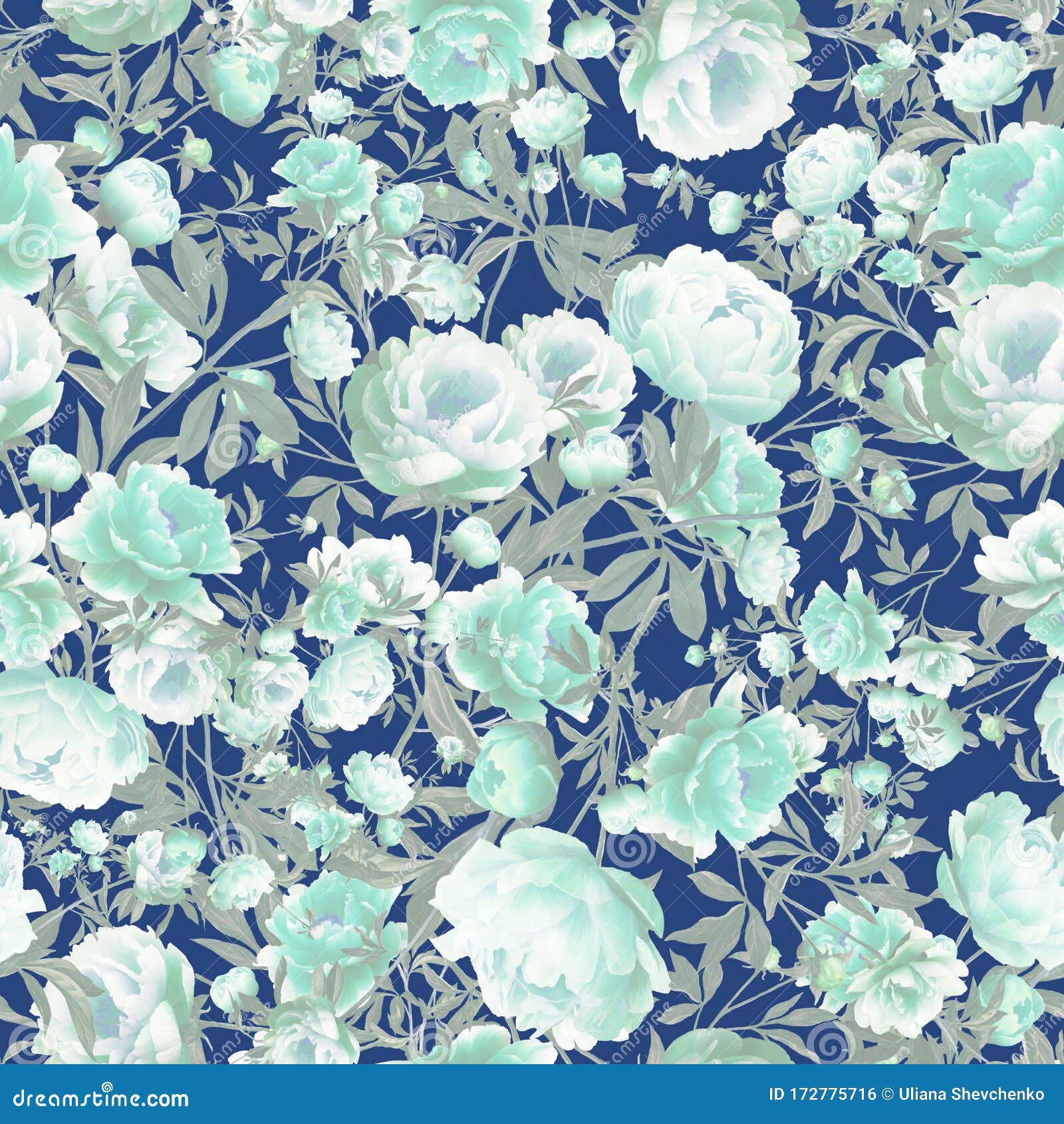 Vintage Blue Floral Seamless Pattern Stock Illustration - Illustration ...