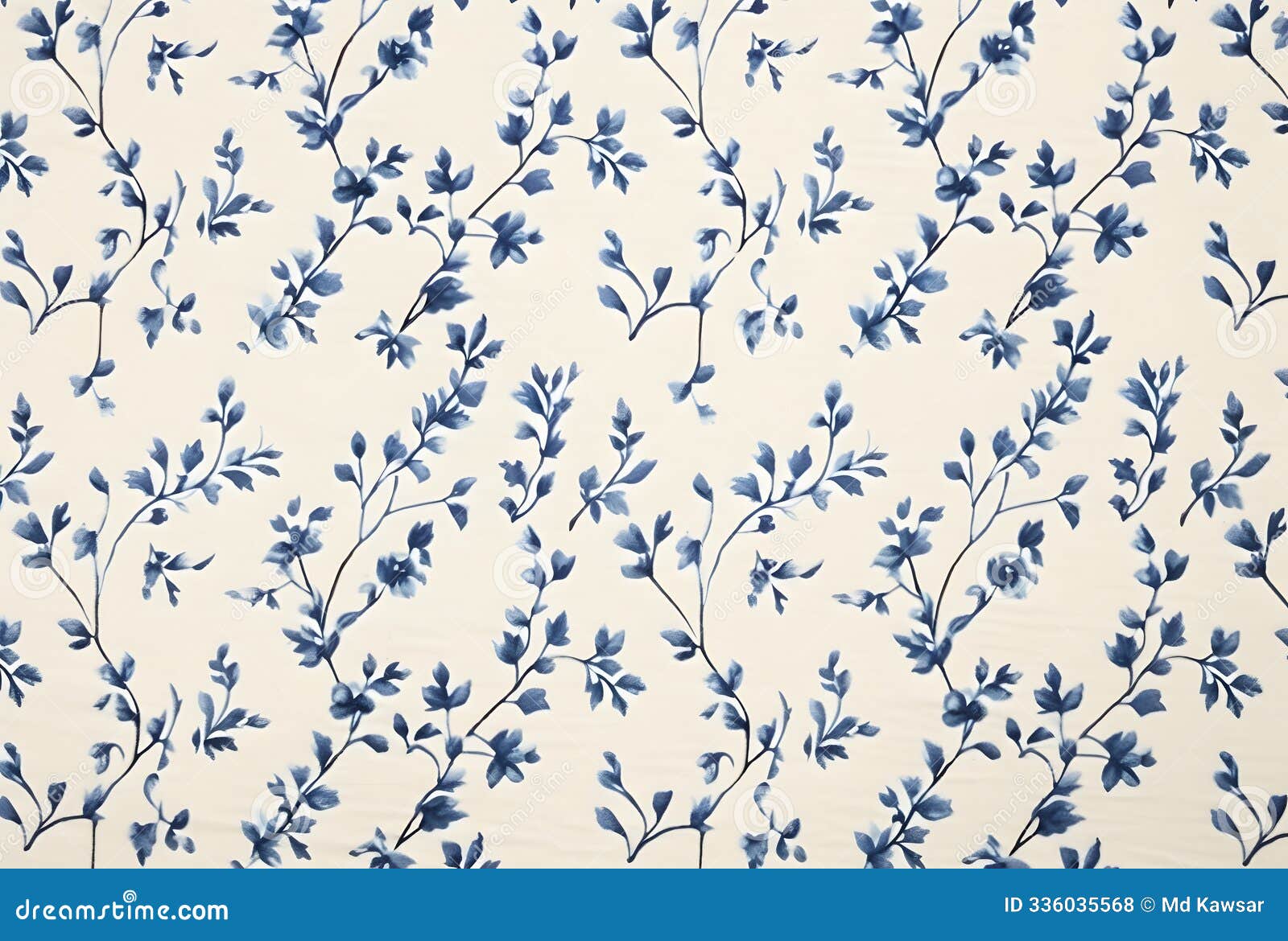 Vintage Blue Floral Vines Linen Fabric Pattern Stock Illustration ...