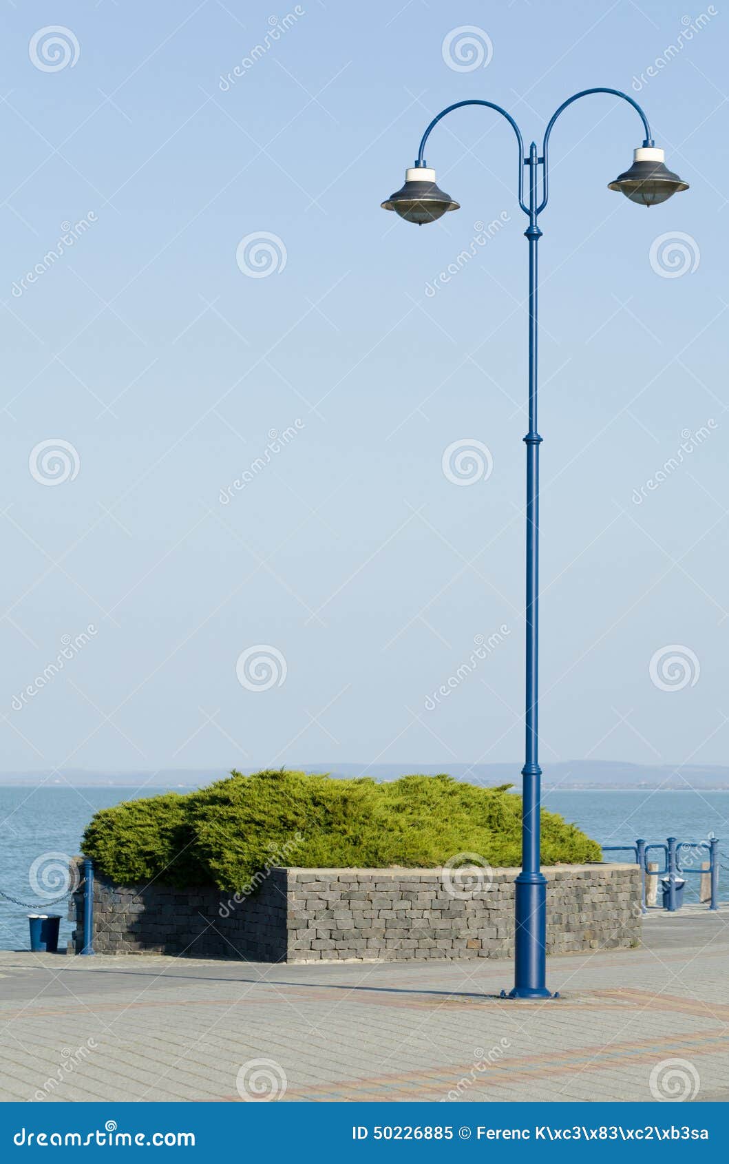 Vintage Blue Lamp Post stock image. Image of bush, lantern - 50226885
